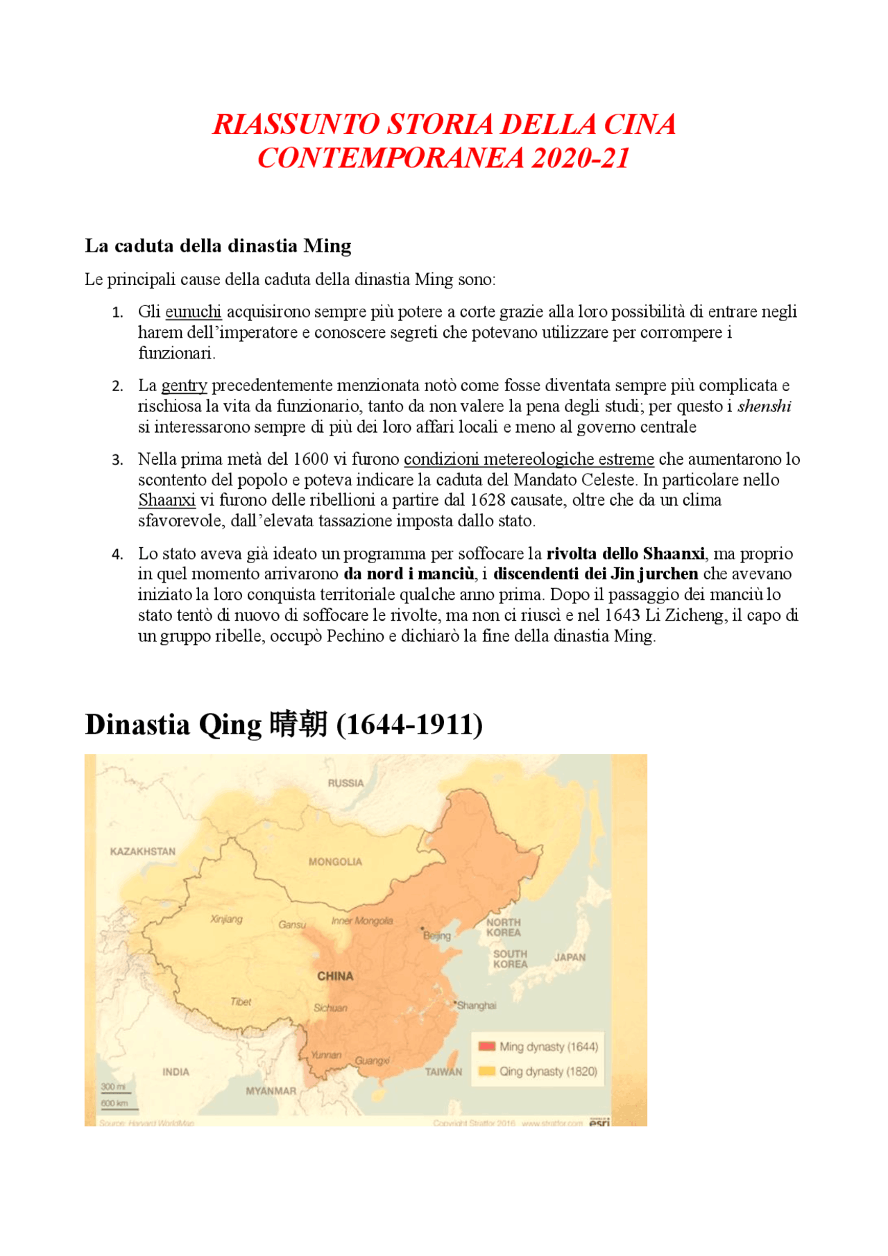 Storia della Cina Contemporanea riassunto | Sintesi del corso di Storia ...