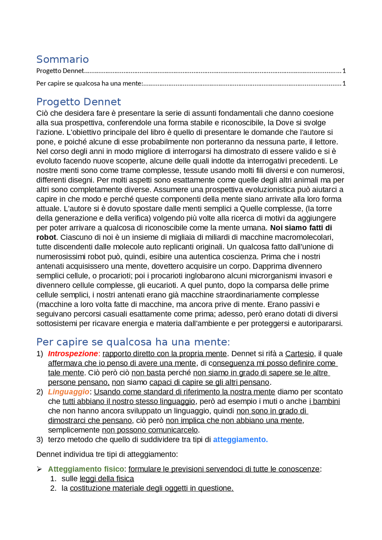 Dennet La Mente E Le Menti Docsity