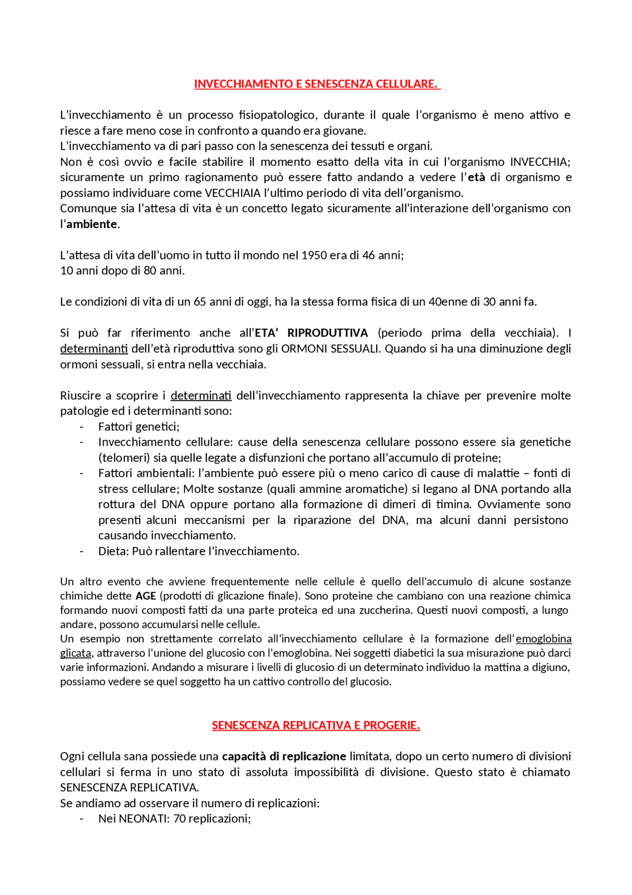 Invecchiamento E Senescenza Docsity