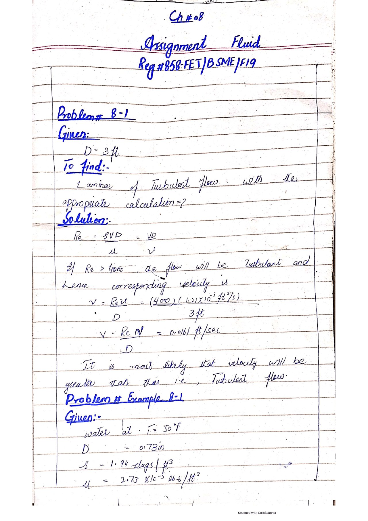 Fluid Mechanics 1 Assignment - Docsity
