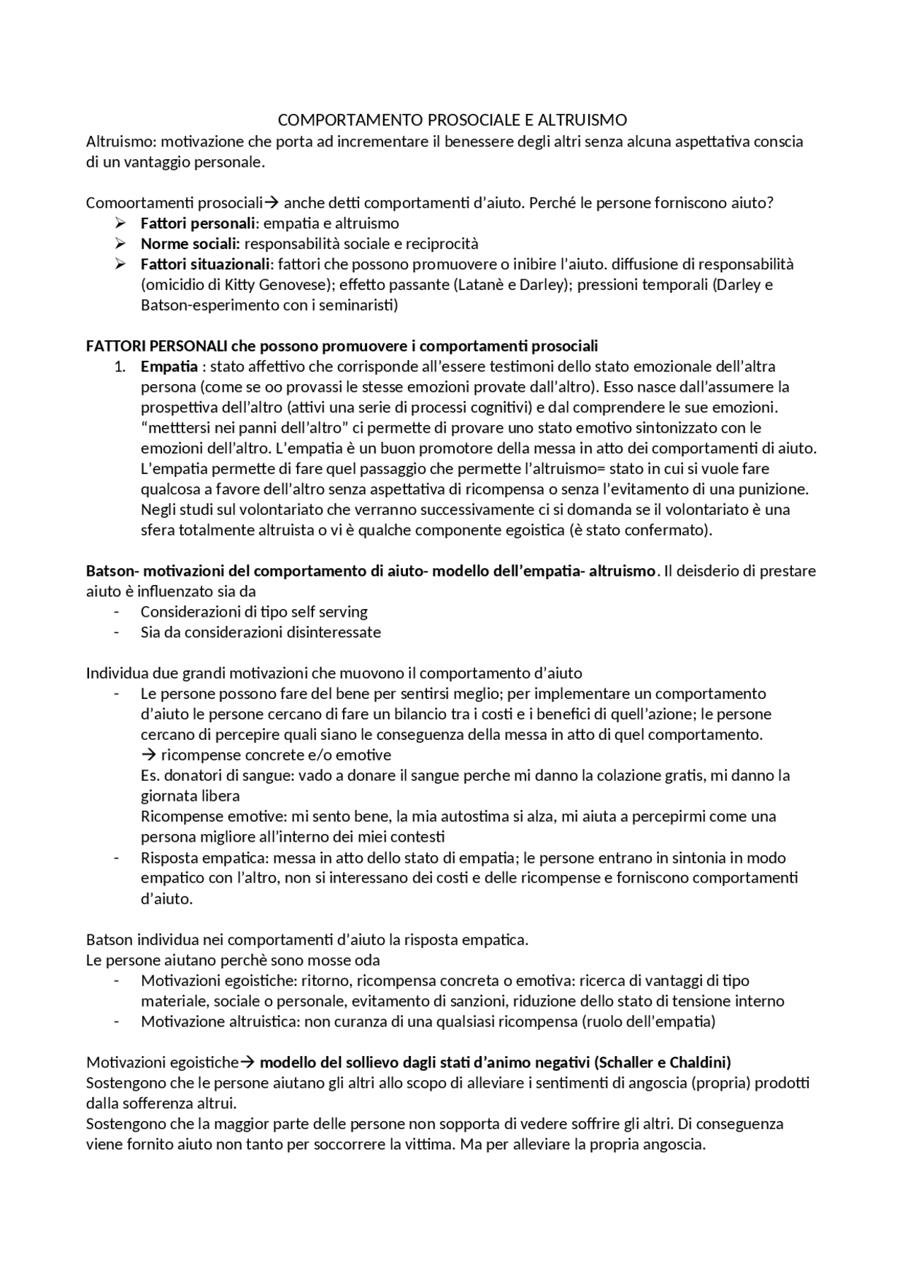 Comportamento Prosociale E Altruismo Docsity