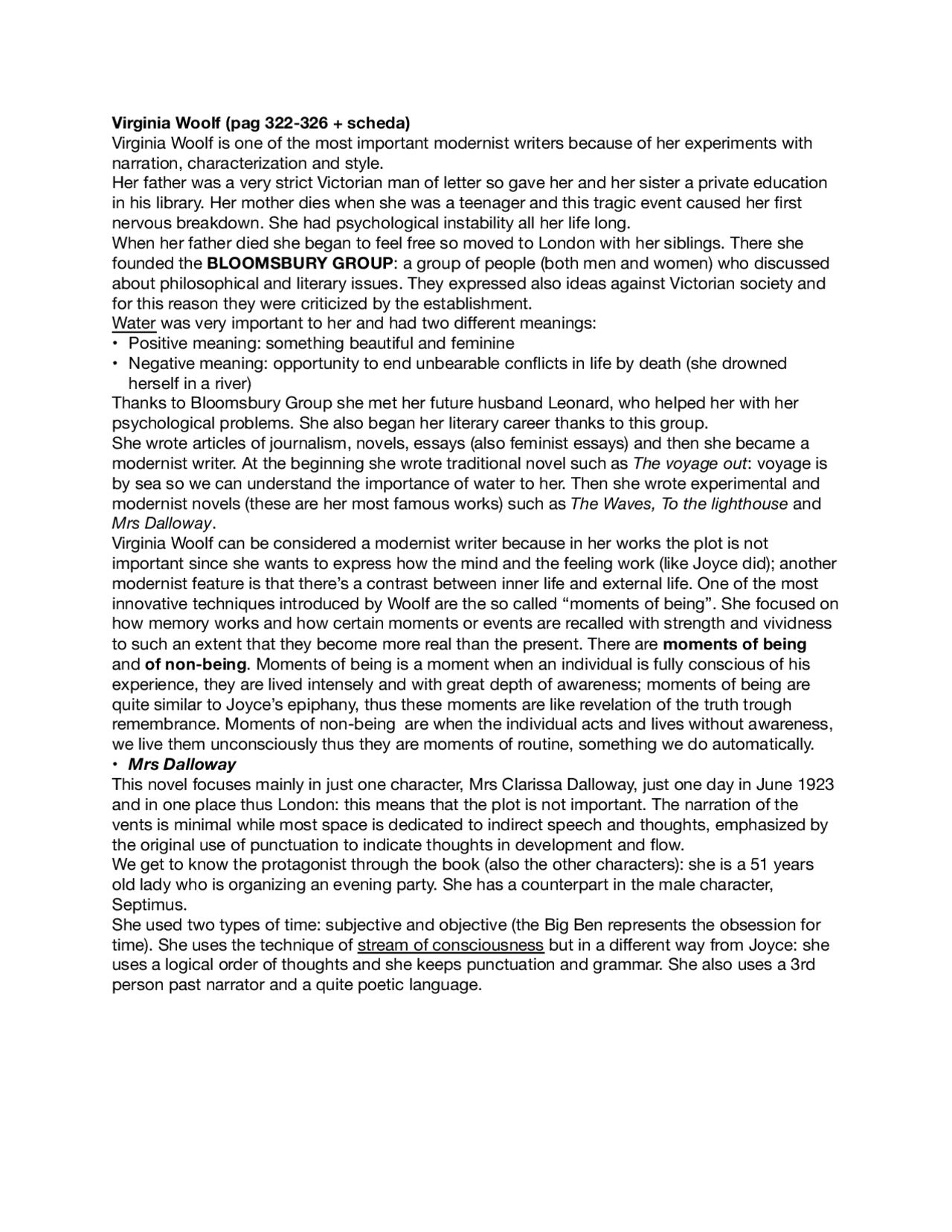Virginia Woolf (English version) - Docsity