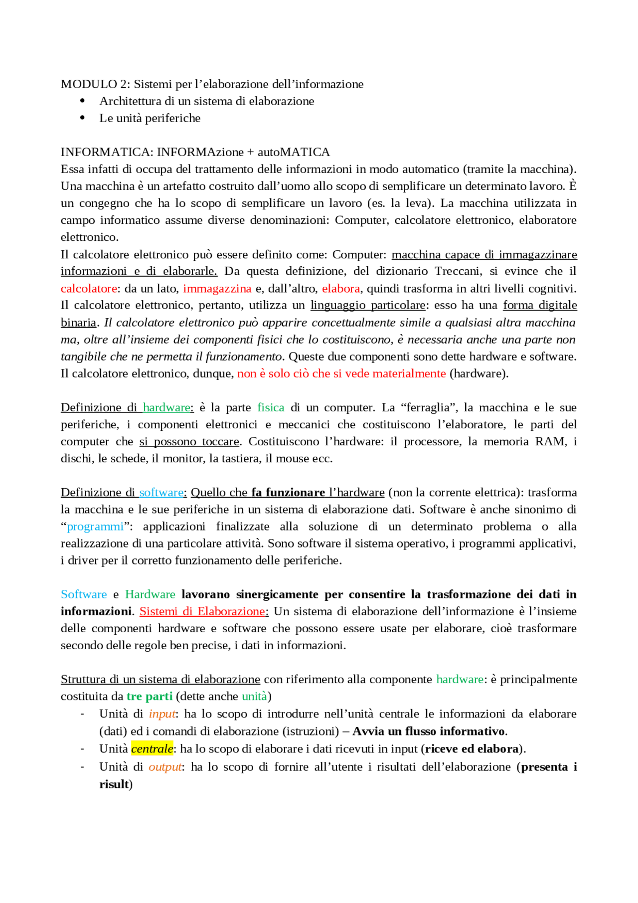 Informatica Sistemi Di Base Docsity