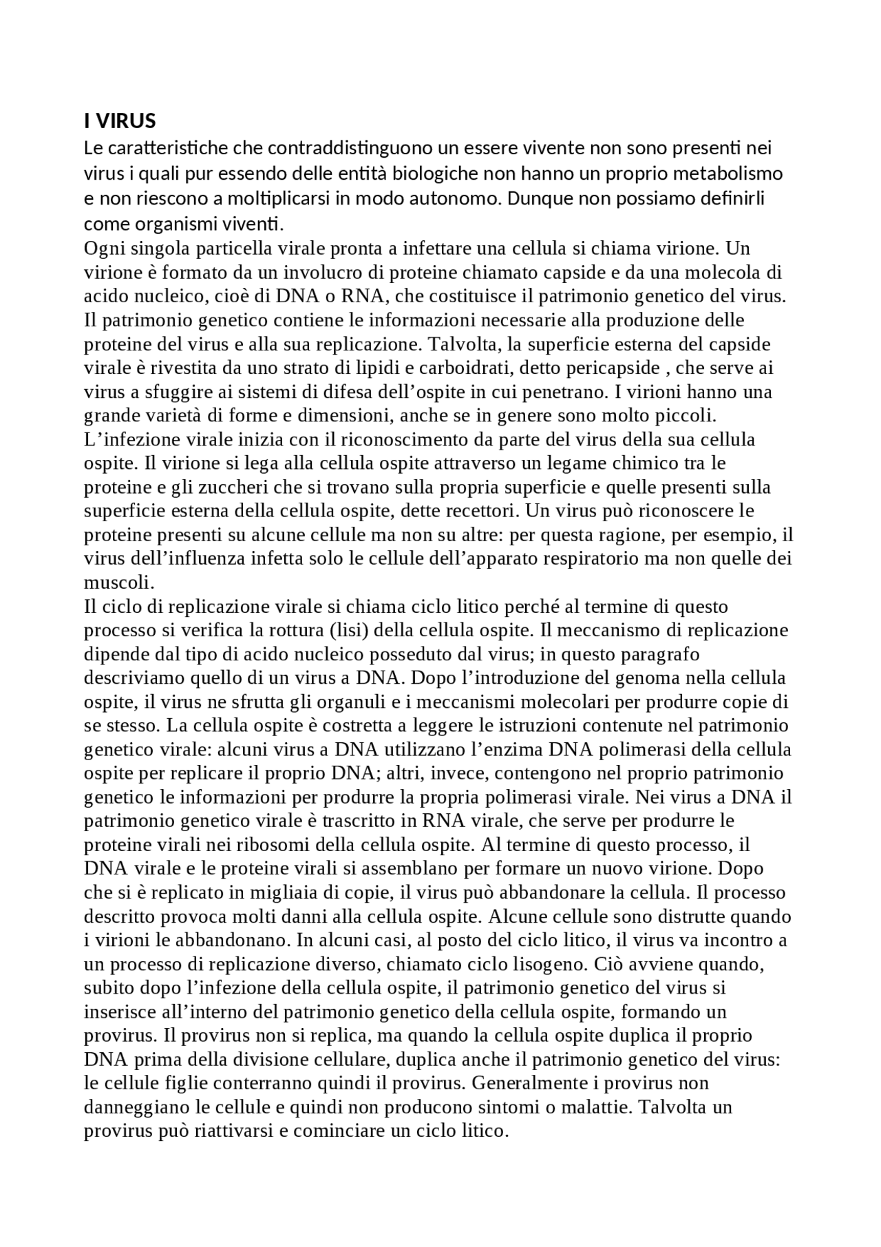 Appunti sui virus chimica - Docsity