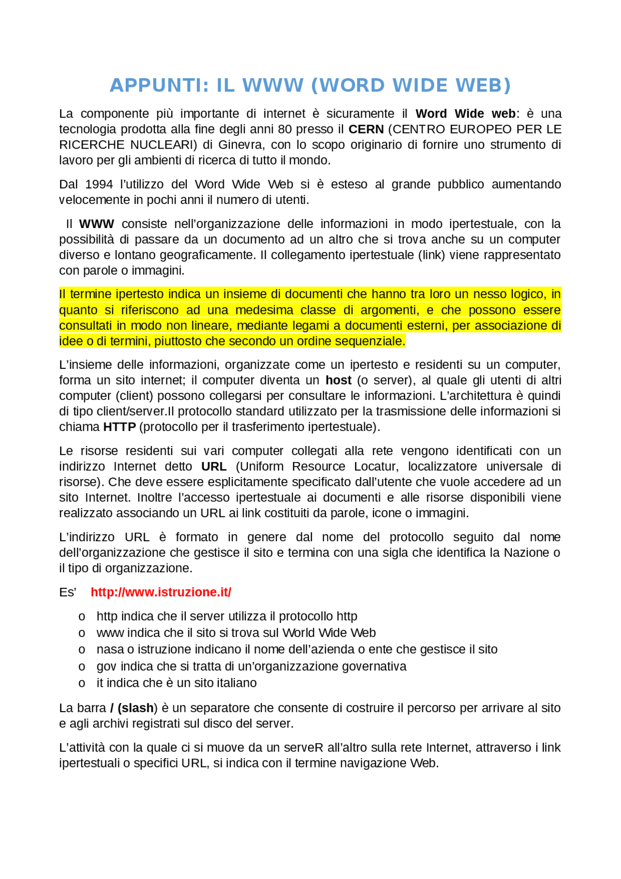 Lezione Word Wide Web Docsity