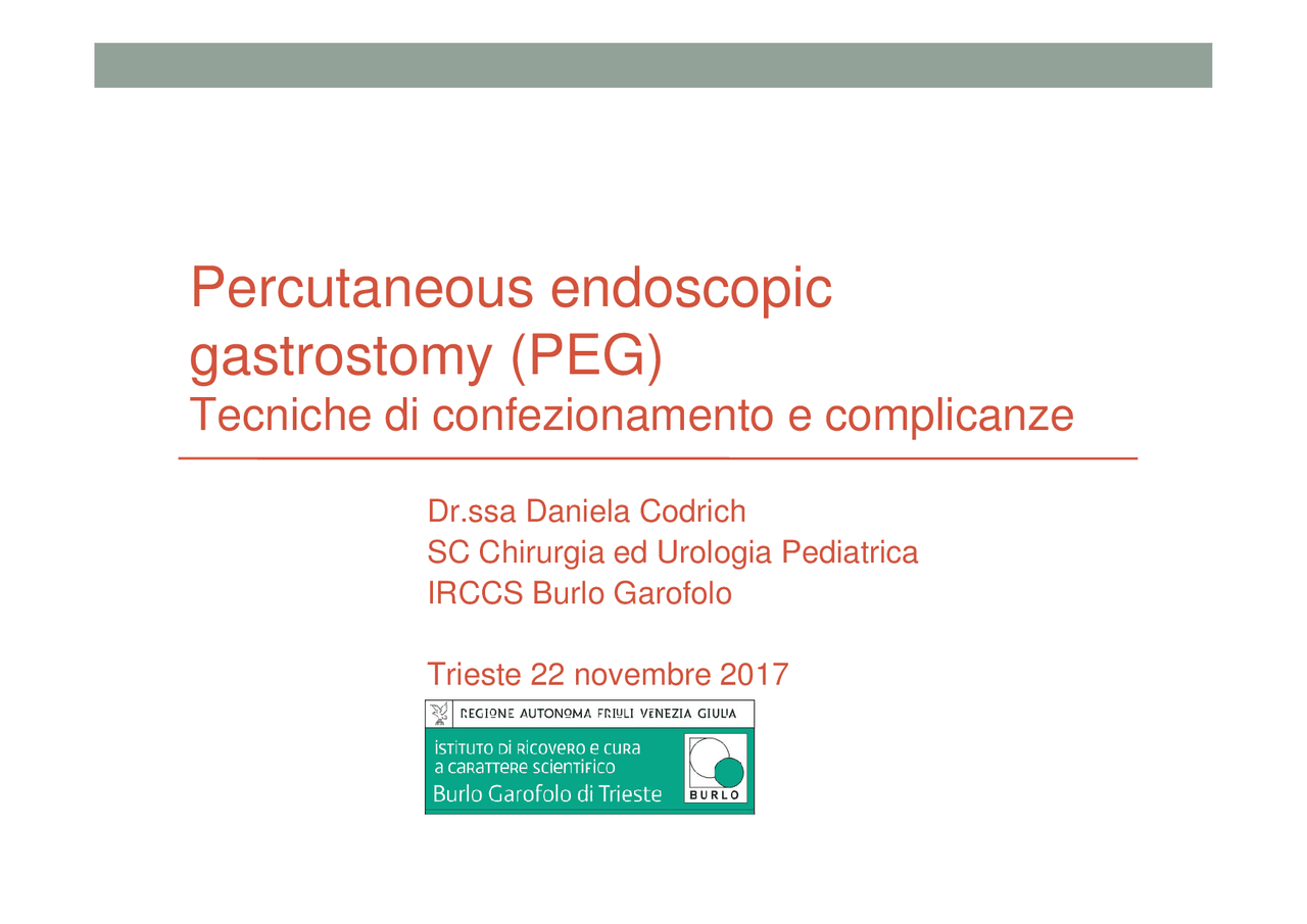 Peg tecnica e complicanze - Docsity