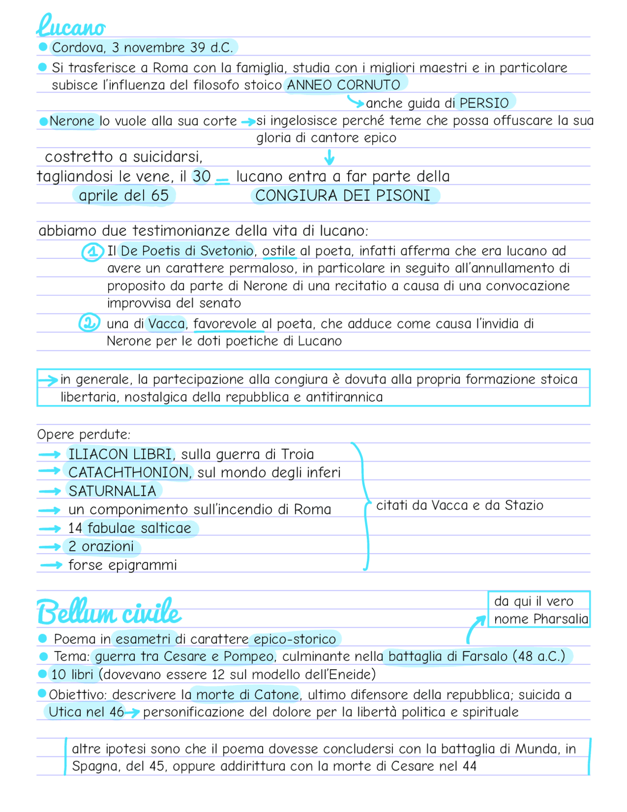 Schemisintesi Lucano E Persio Docsity