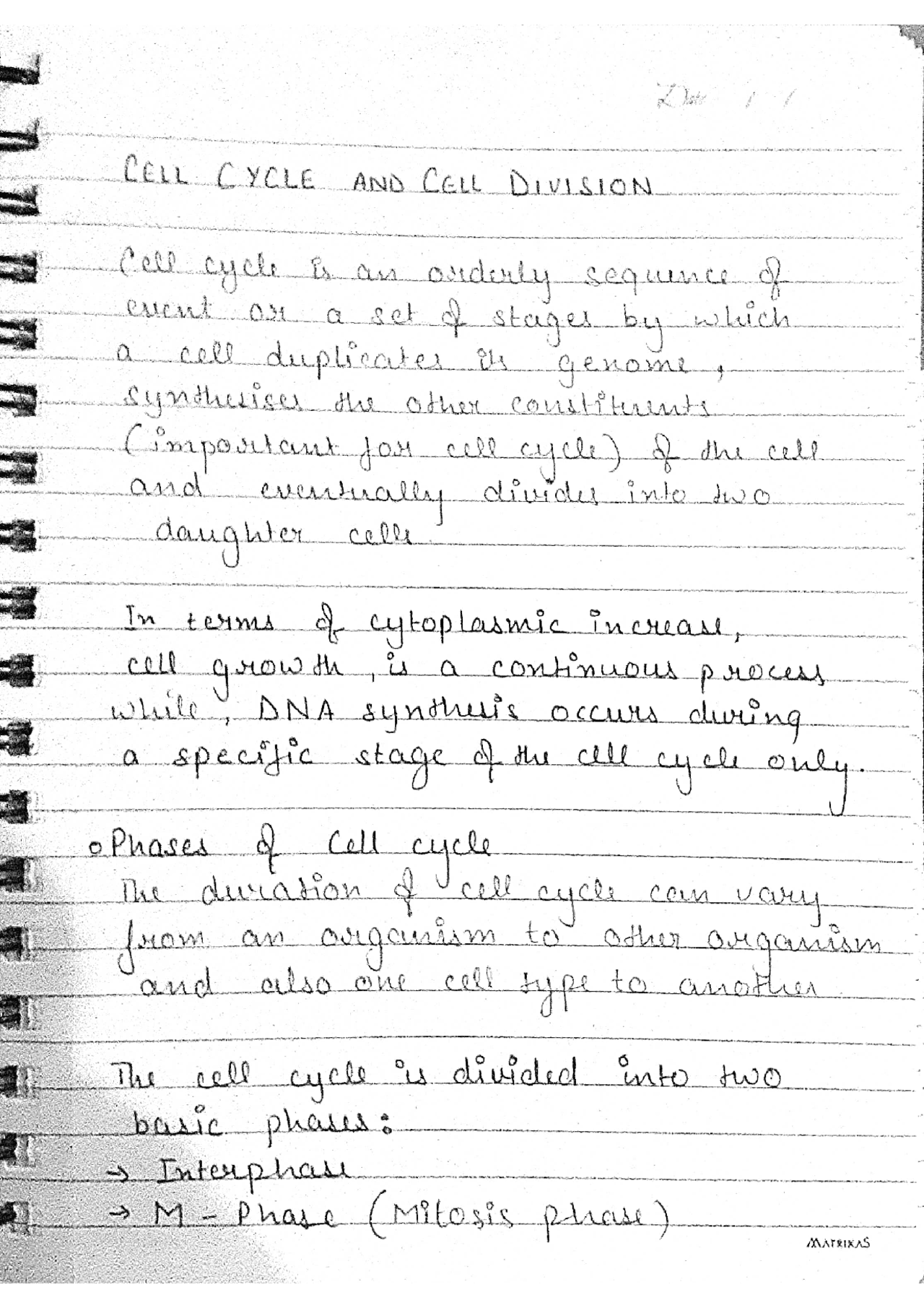 Cell cycle ( biology) | Lecture notes Biology | Docsity