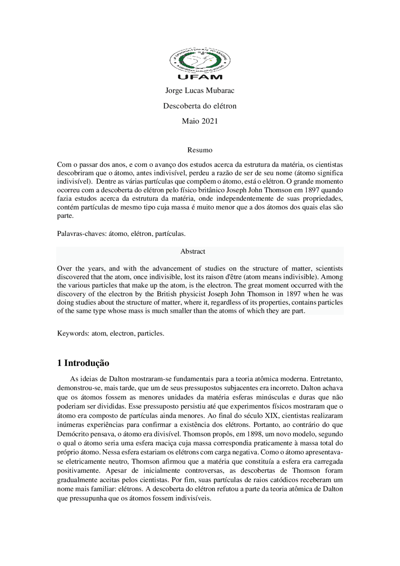 Descoberta Do Elétron Docsity