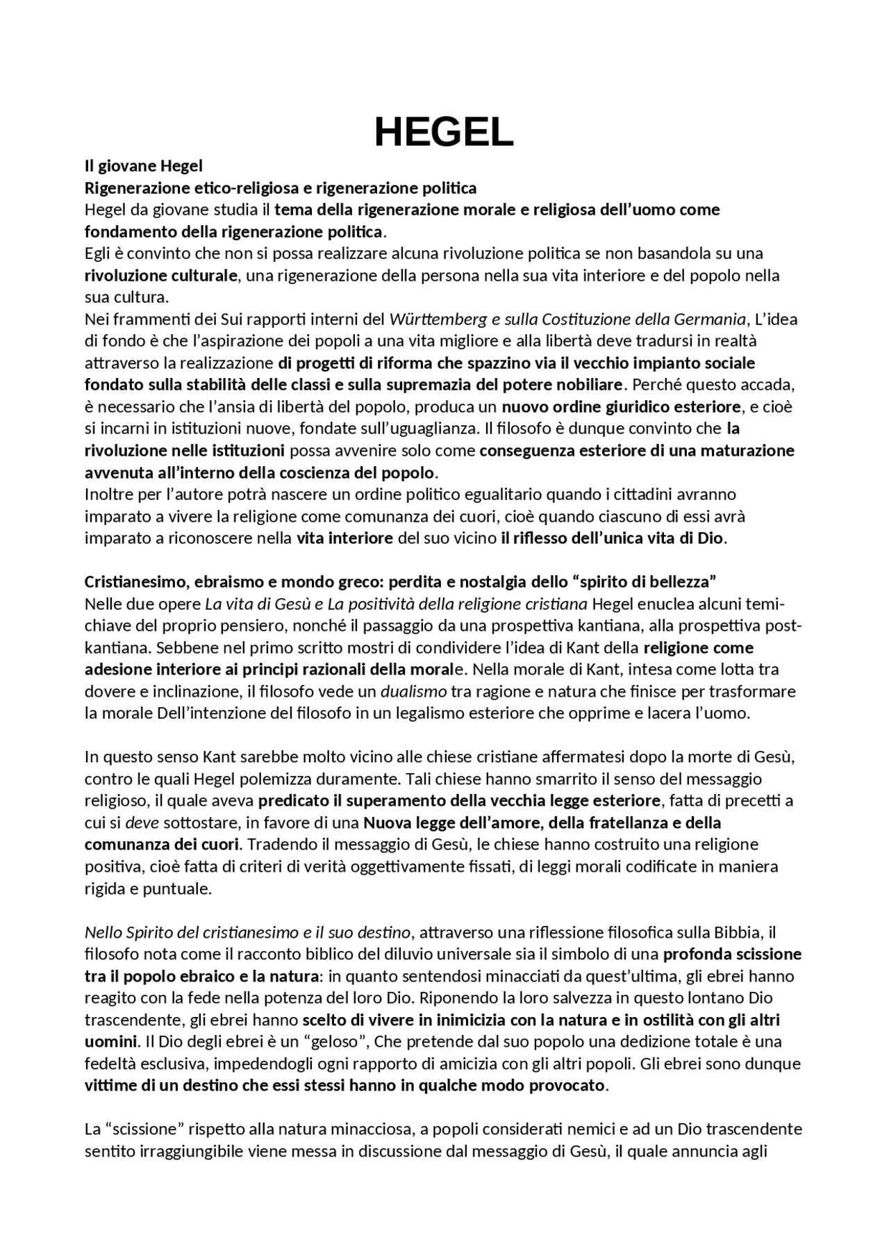 Riassunto Su Hegel Dal Libro Abbgnano Fornero Docsity