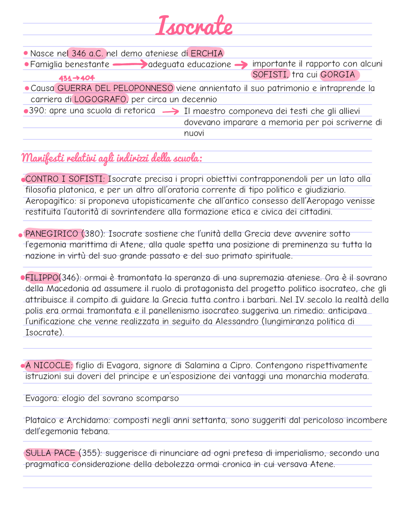 Schemasintesi Isocrate Docsity