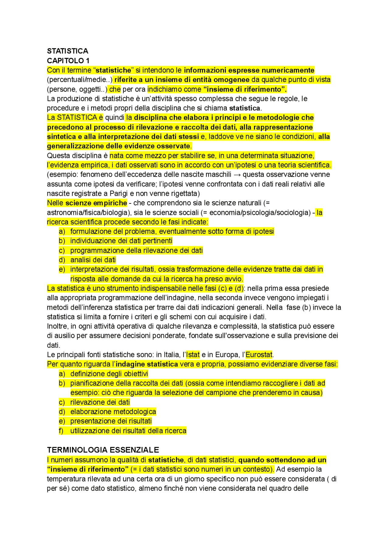 Riassunto Primo Parziale Statistica Proffsa Carfagna Sposi Docsity