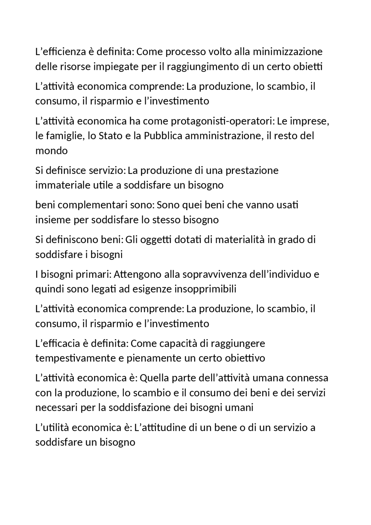 Prova Desame Economia Aziendale Scienze Motorie Unipegaso Docsity