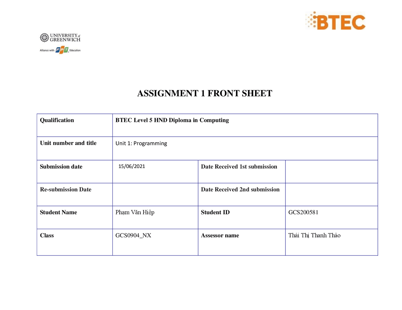 Assignment 1 Programming - Docsity