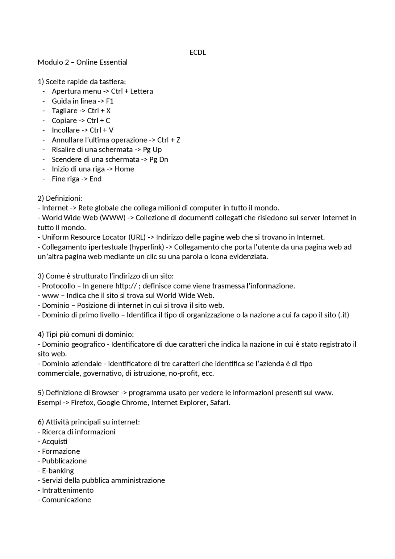 Ecdl Patente Informatica Modulo 2 Docsity