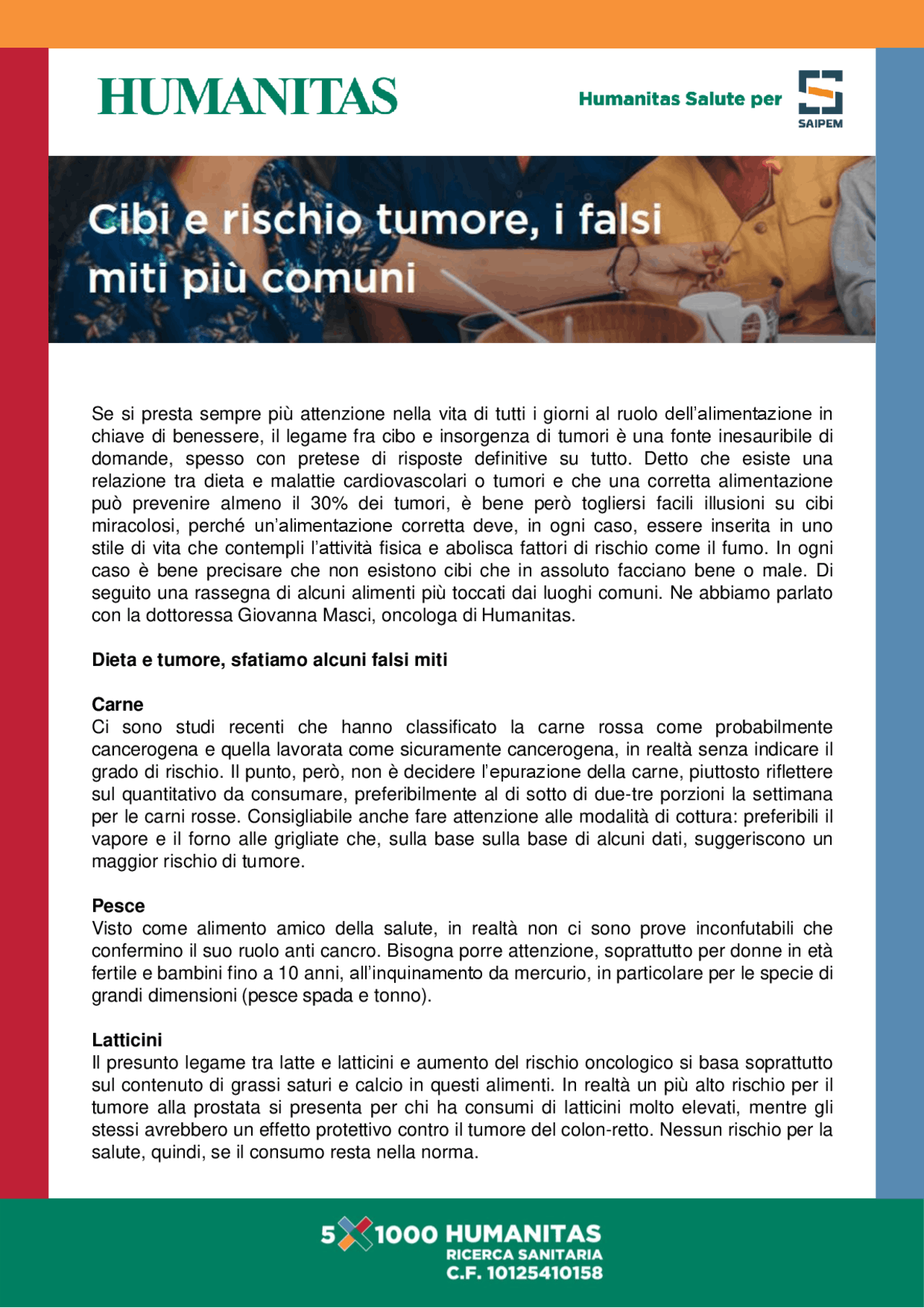 Il Cibo E Il Rischio Di Tumori Docsity