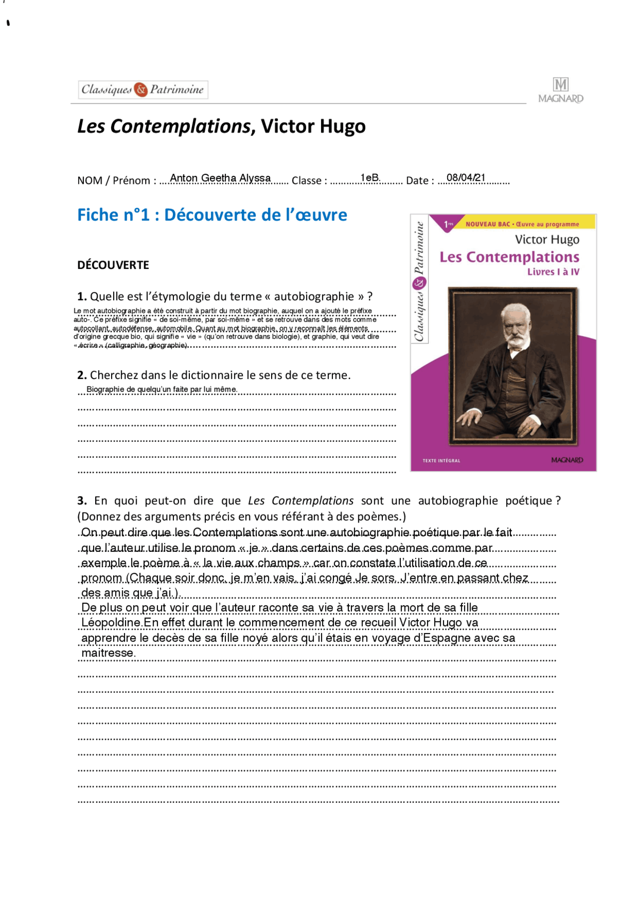Correction De Lanalyse Docsity