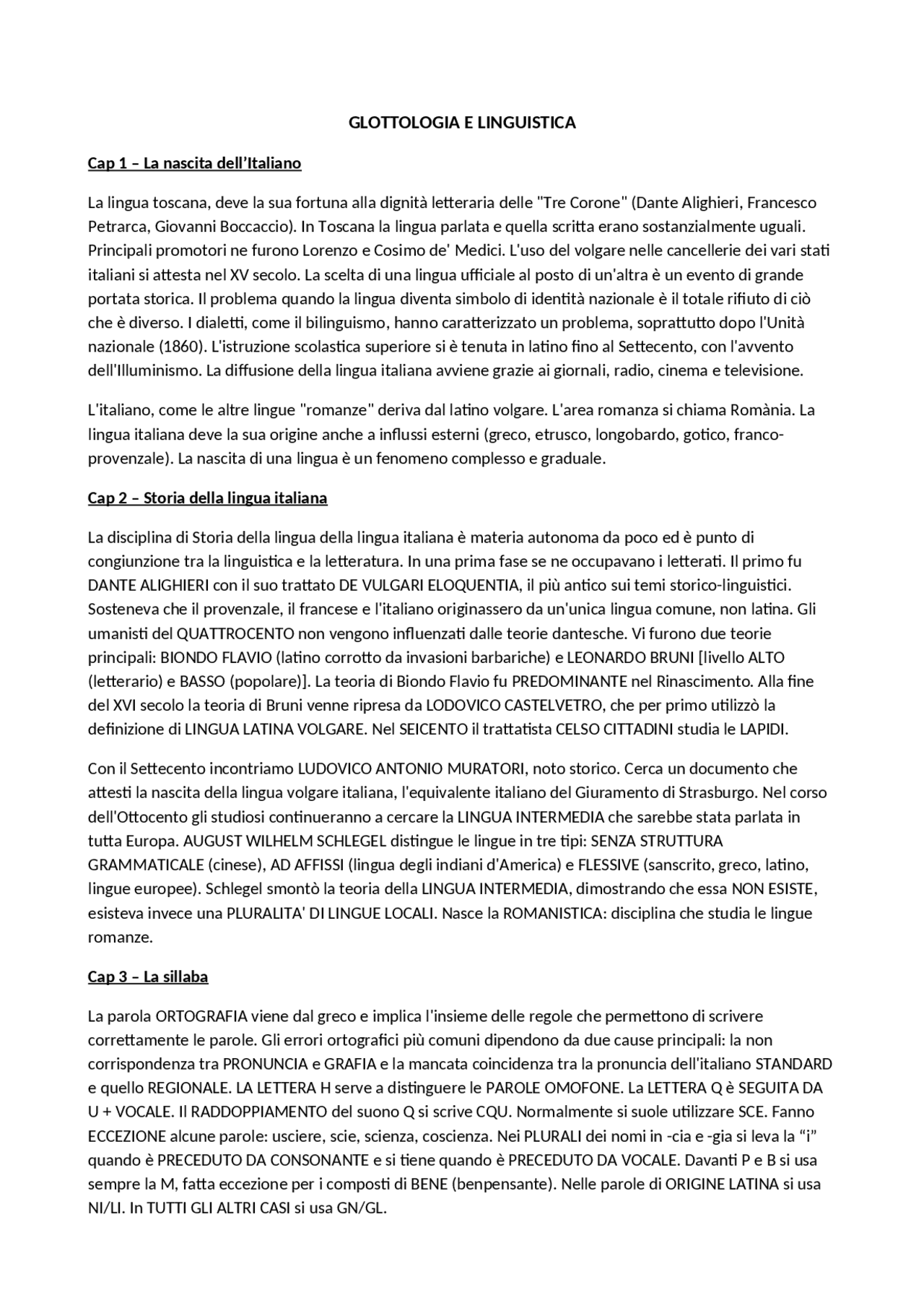 Glottologia E Linguistica Riassunto L12 Mercatorum Docsity