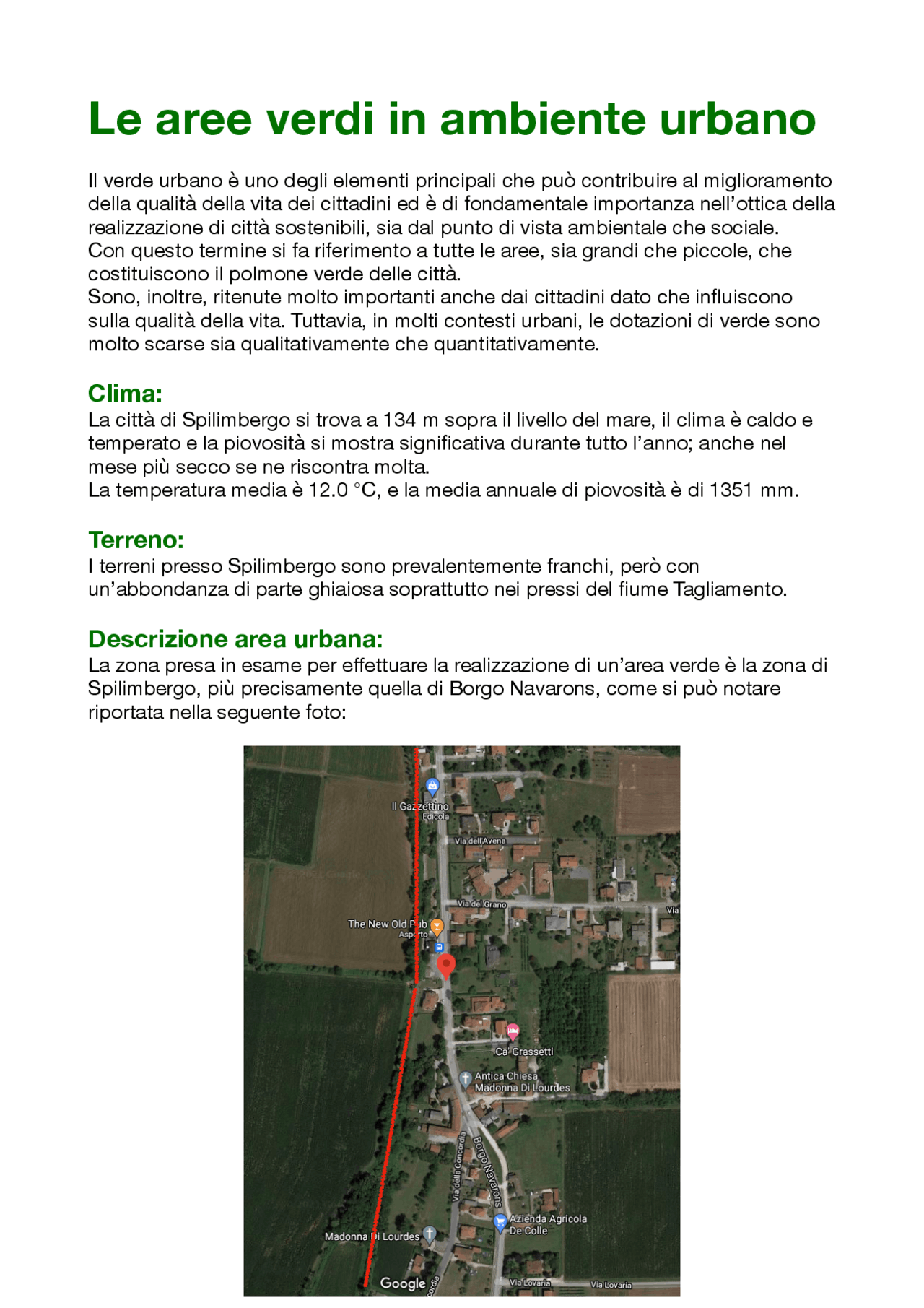 Le aree verdi in ambiente urbano, progettazione di un'area verde - Docsity