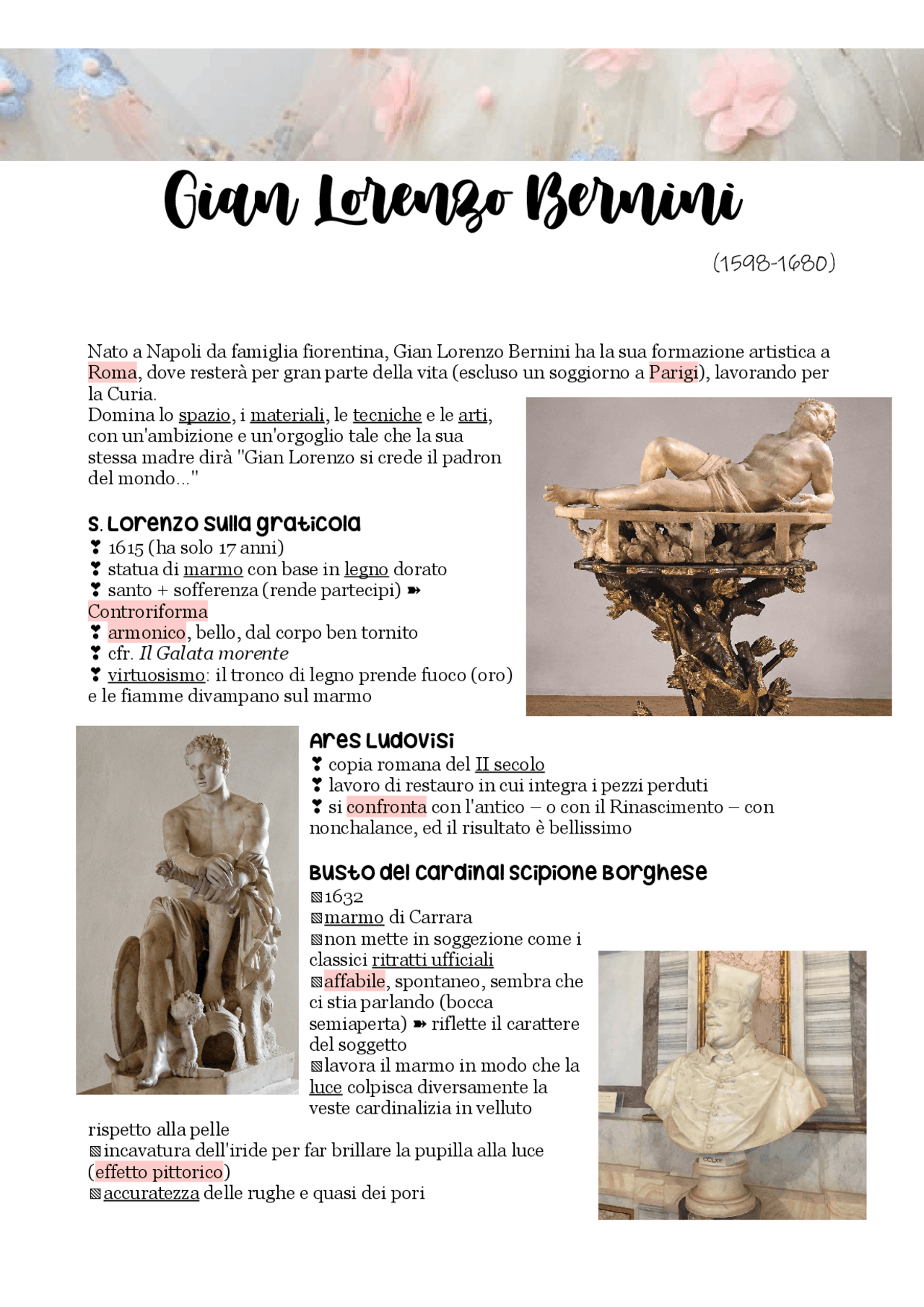 Gian Lorenzo Bernini Vita E Opere Docsity