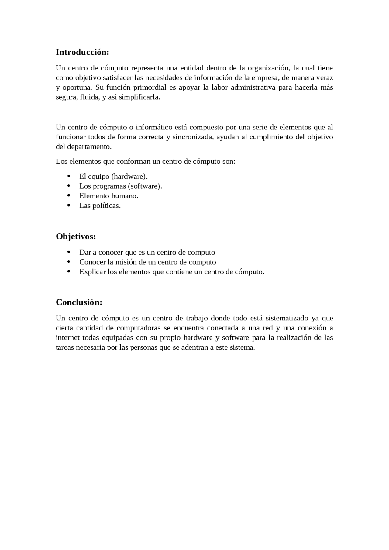Introduccion Centros De Computo Apuntes De Informática Docsity