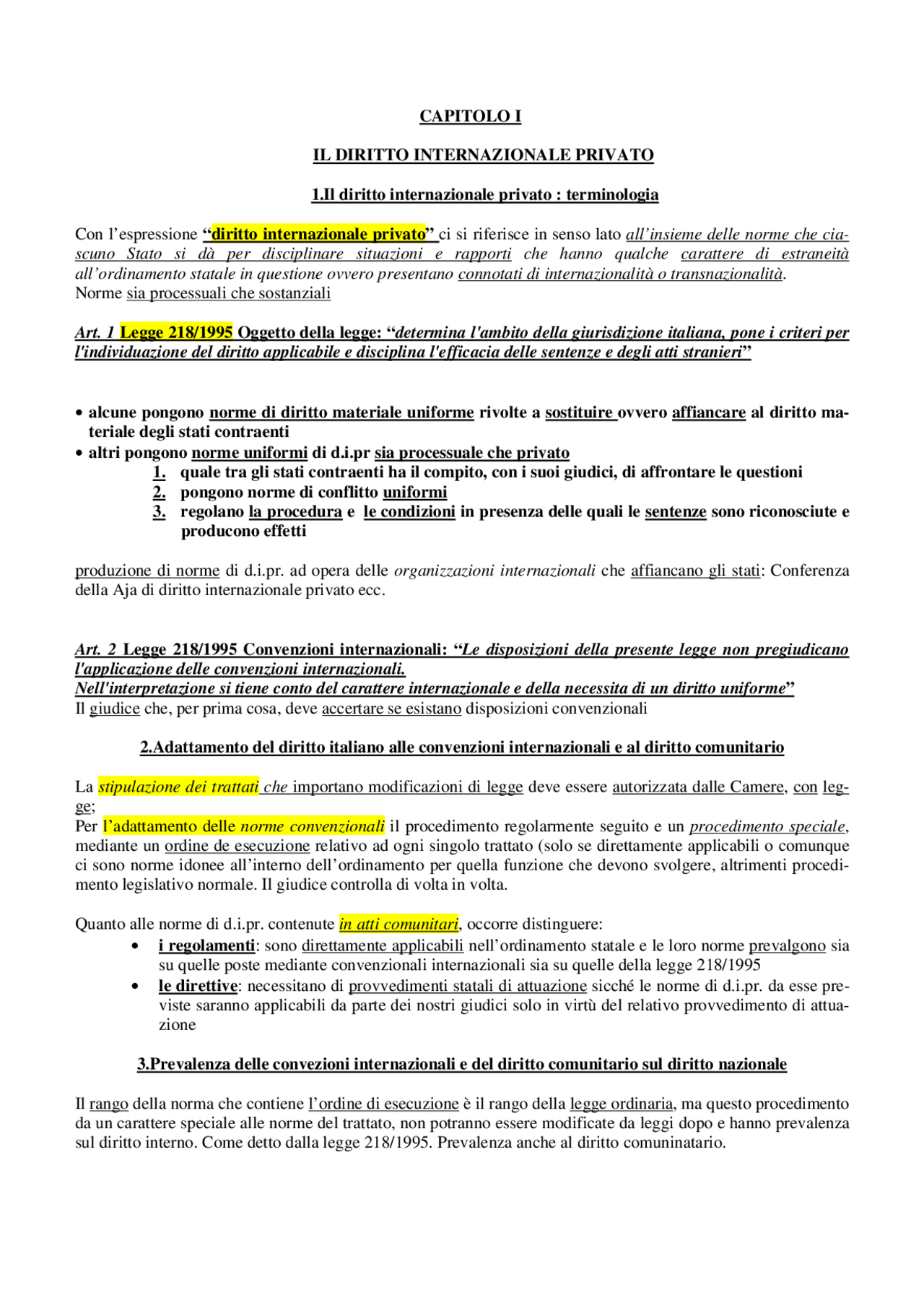 Schema Sintetizzato Di Diritto Privato Internazionale Mosconi Docsity
