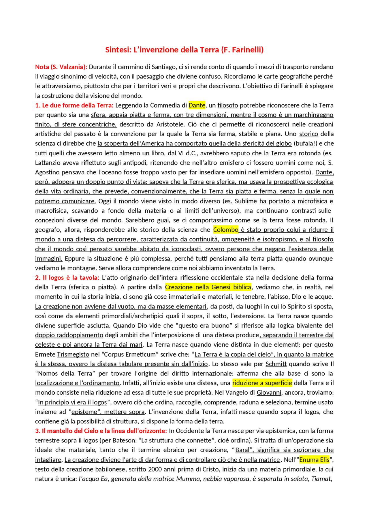 Linvenzione Della Terra Di Franco Farinelli Docsity