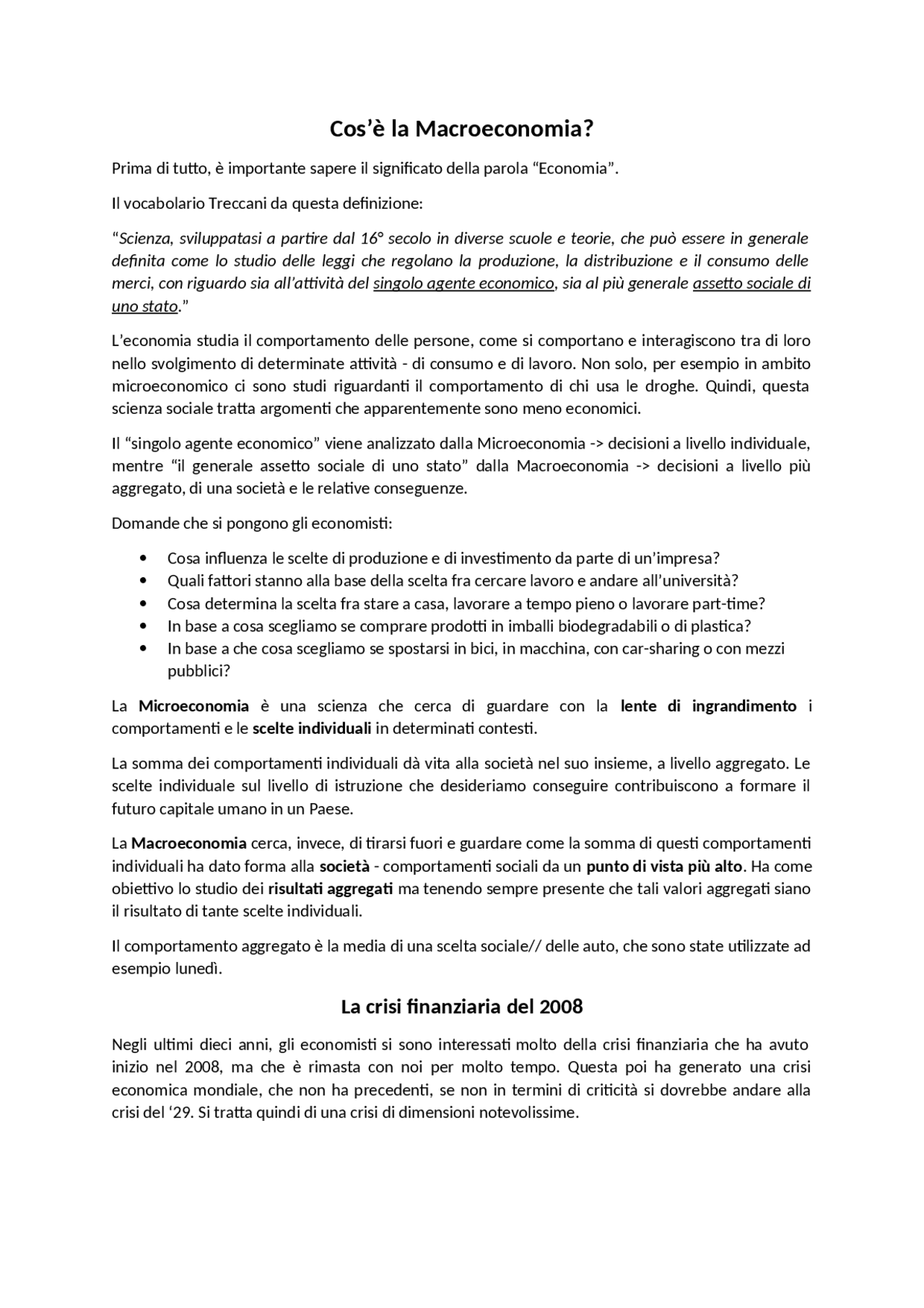 Cosè La Macroeconomia Tassi E Relativi Grafici Docsity