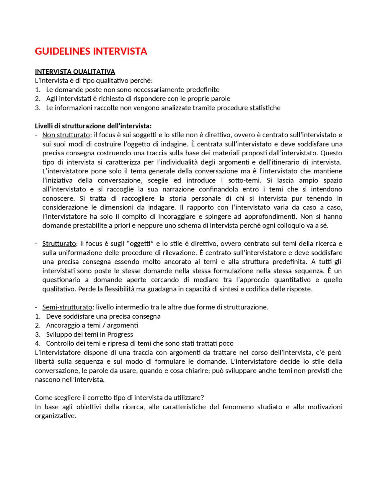 Guidelines intervista | Sbobinature di Metodologia E Tecniche Di ...