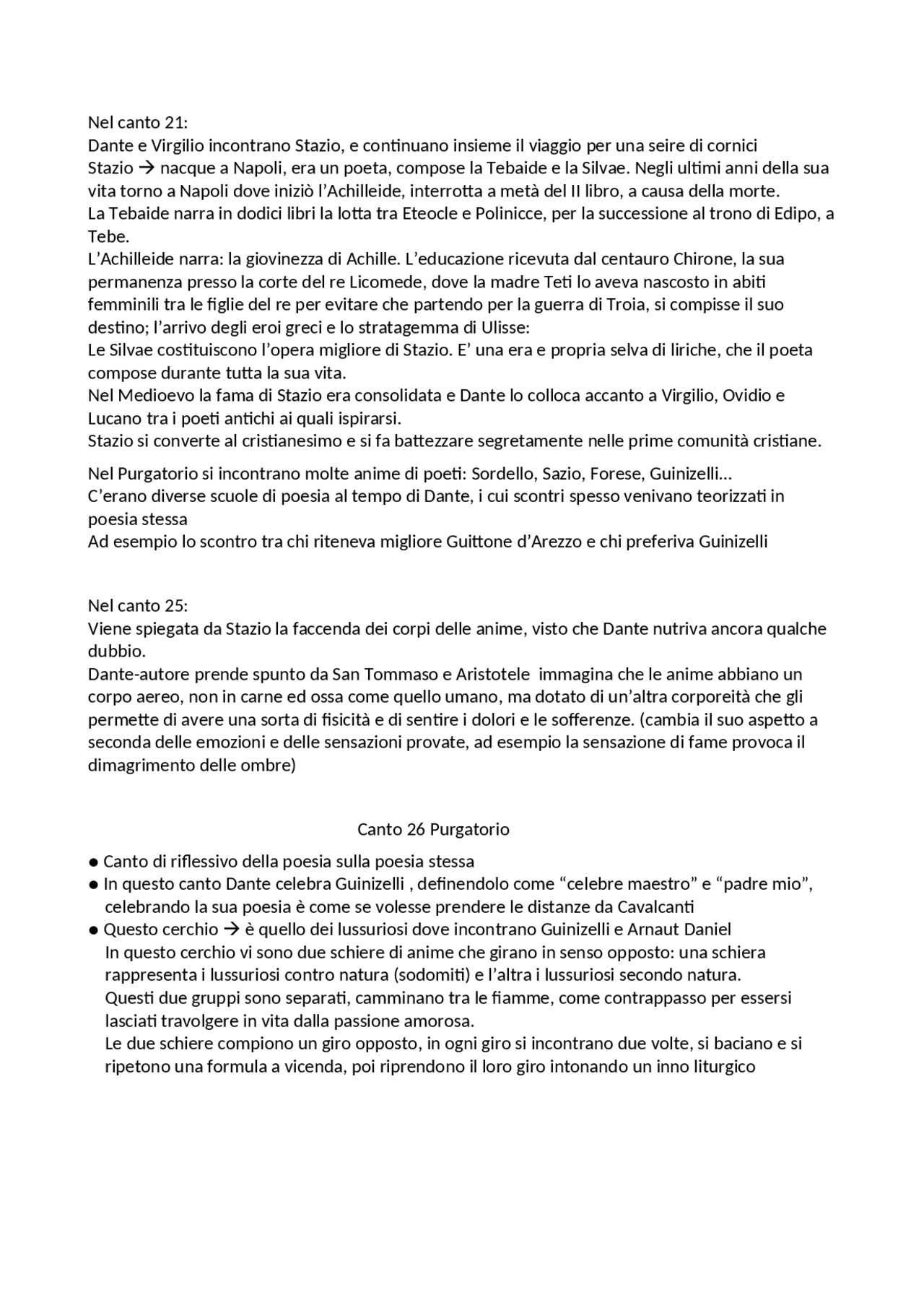 Analisi canto 26 purgatorio | Appunti di Letteratura | Docsity