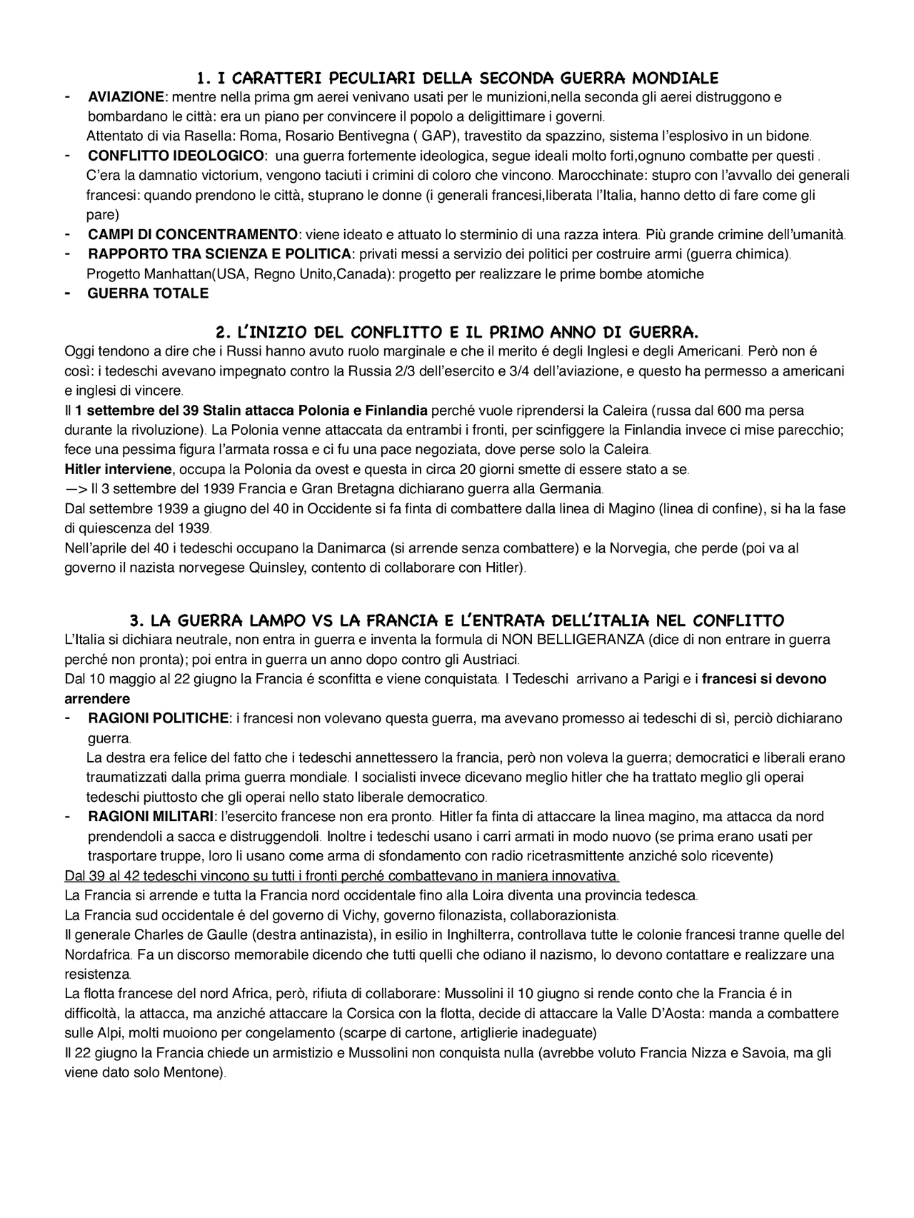 Lo scoppio della guerra - Docsity