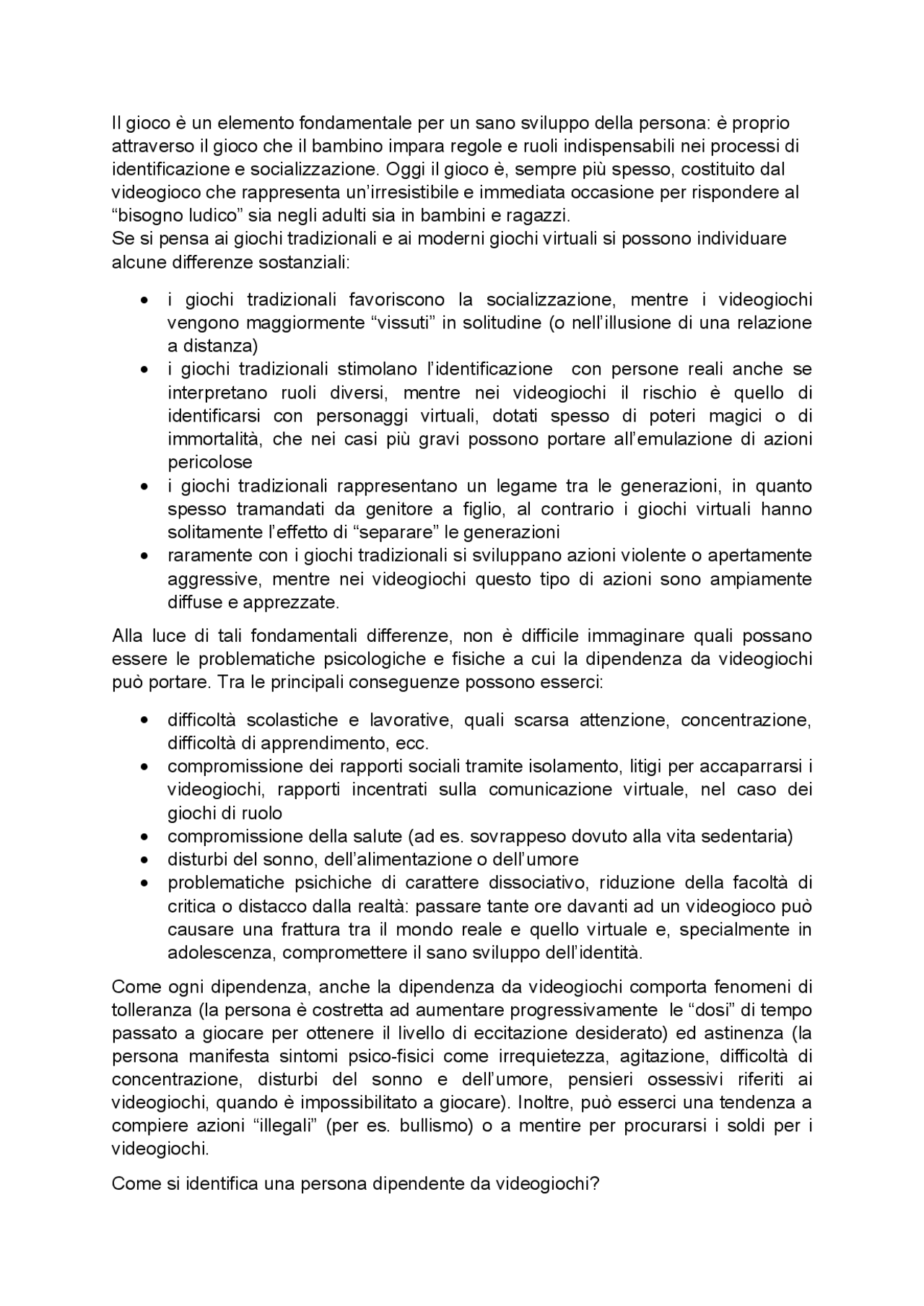 Gioco Reale Vs Gioco Virtuale Docsity