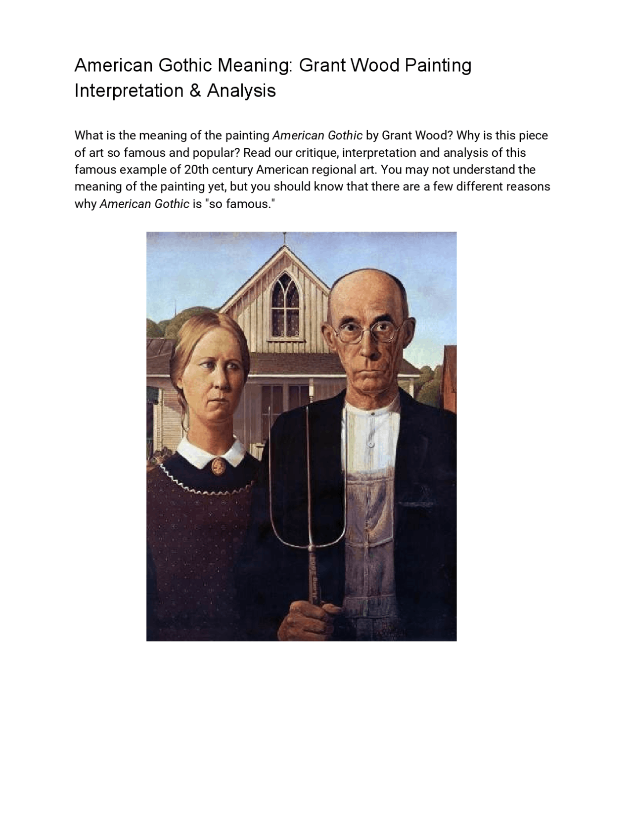 American Gothic: Interpretation & Analysis - Docsity