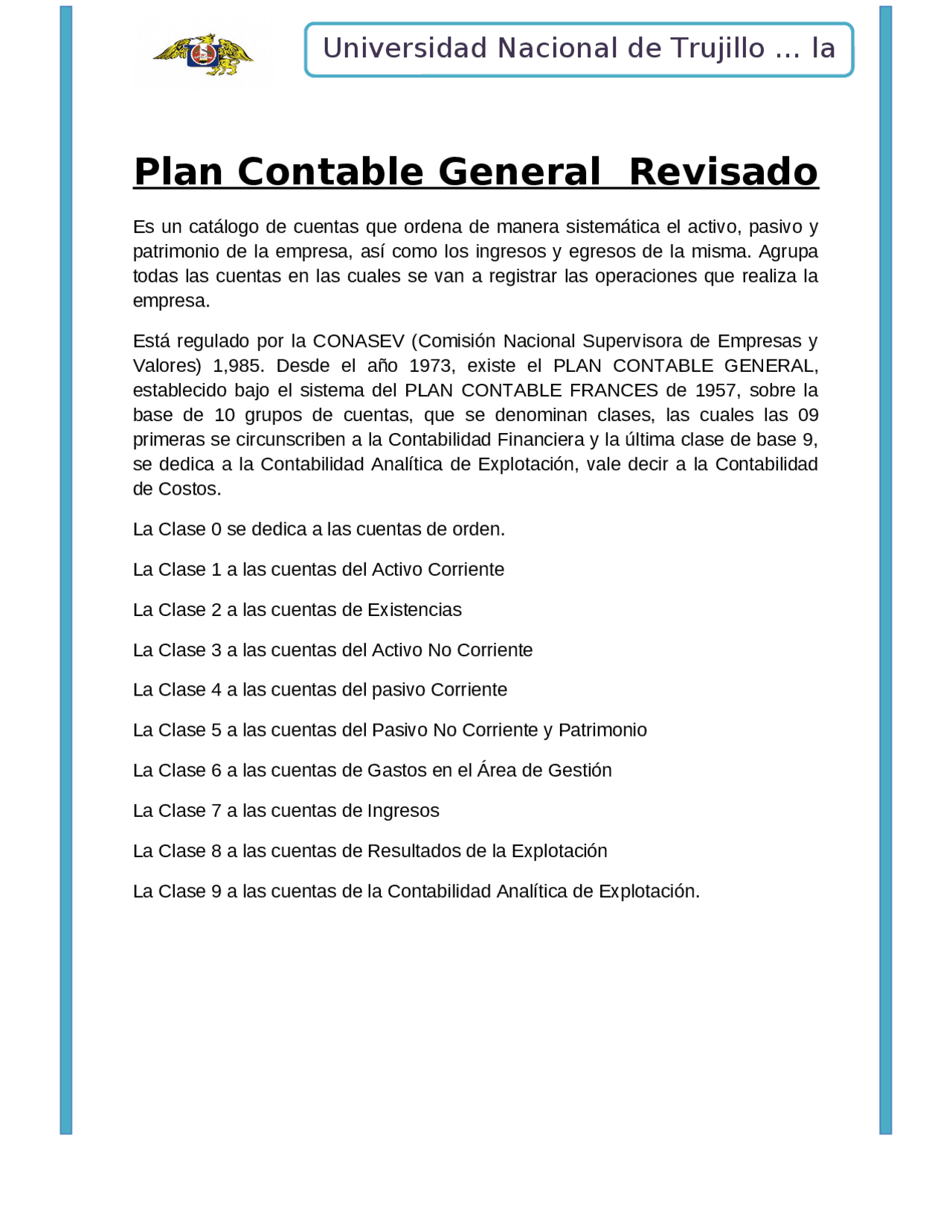 Conceptos del Plan contable general revisado - Docsity