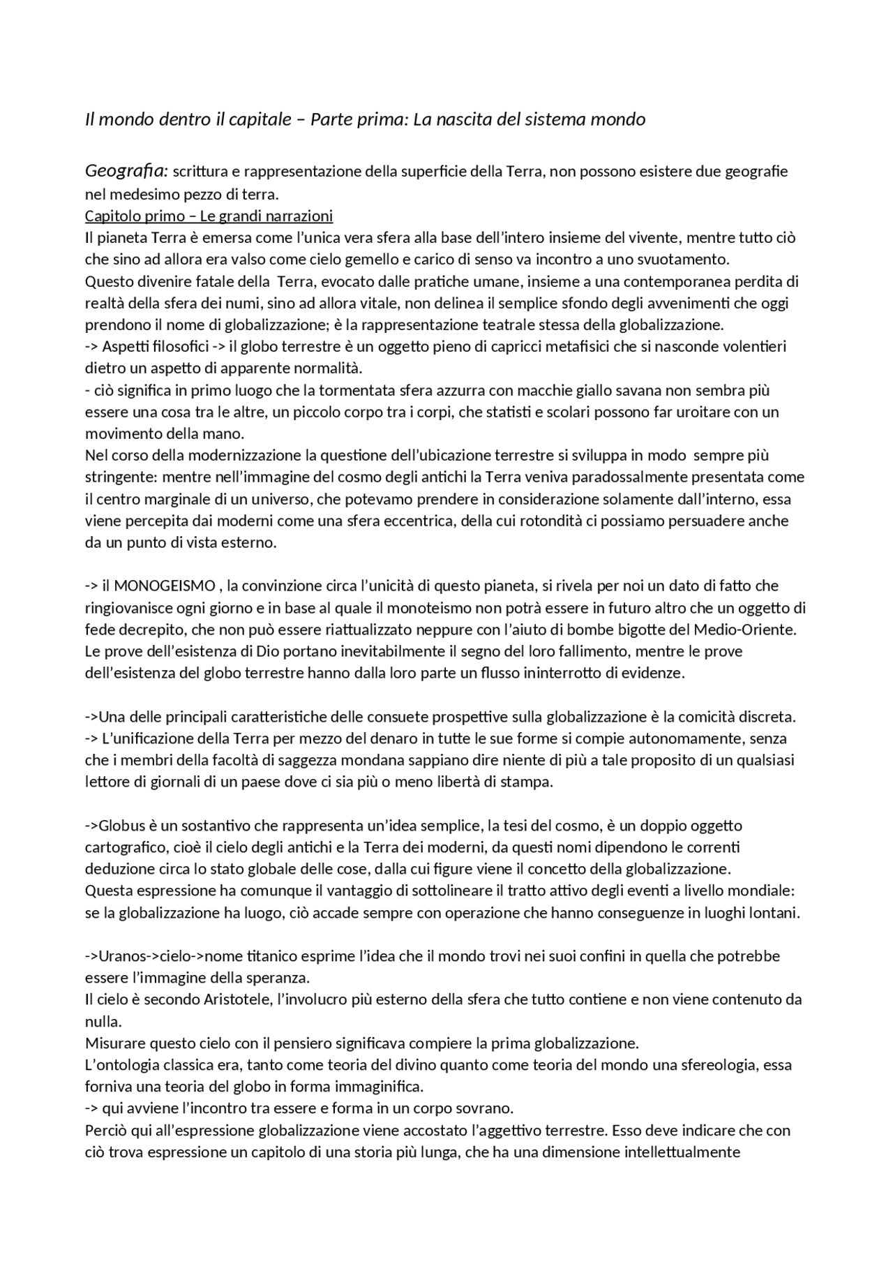 Il Mondo Dentro Il Capitale Docsity