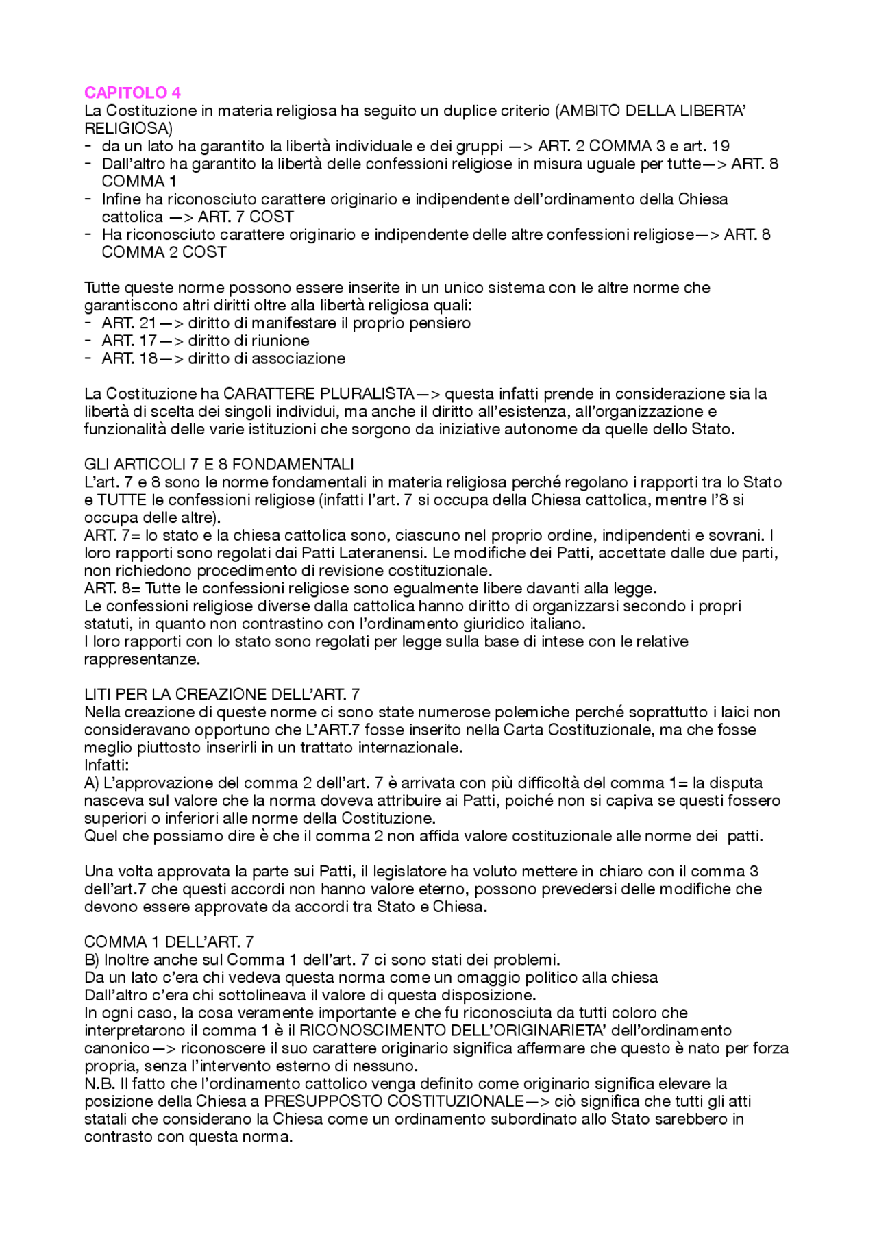 Diritto Ecclesiastico Docsity