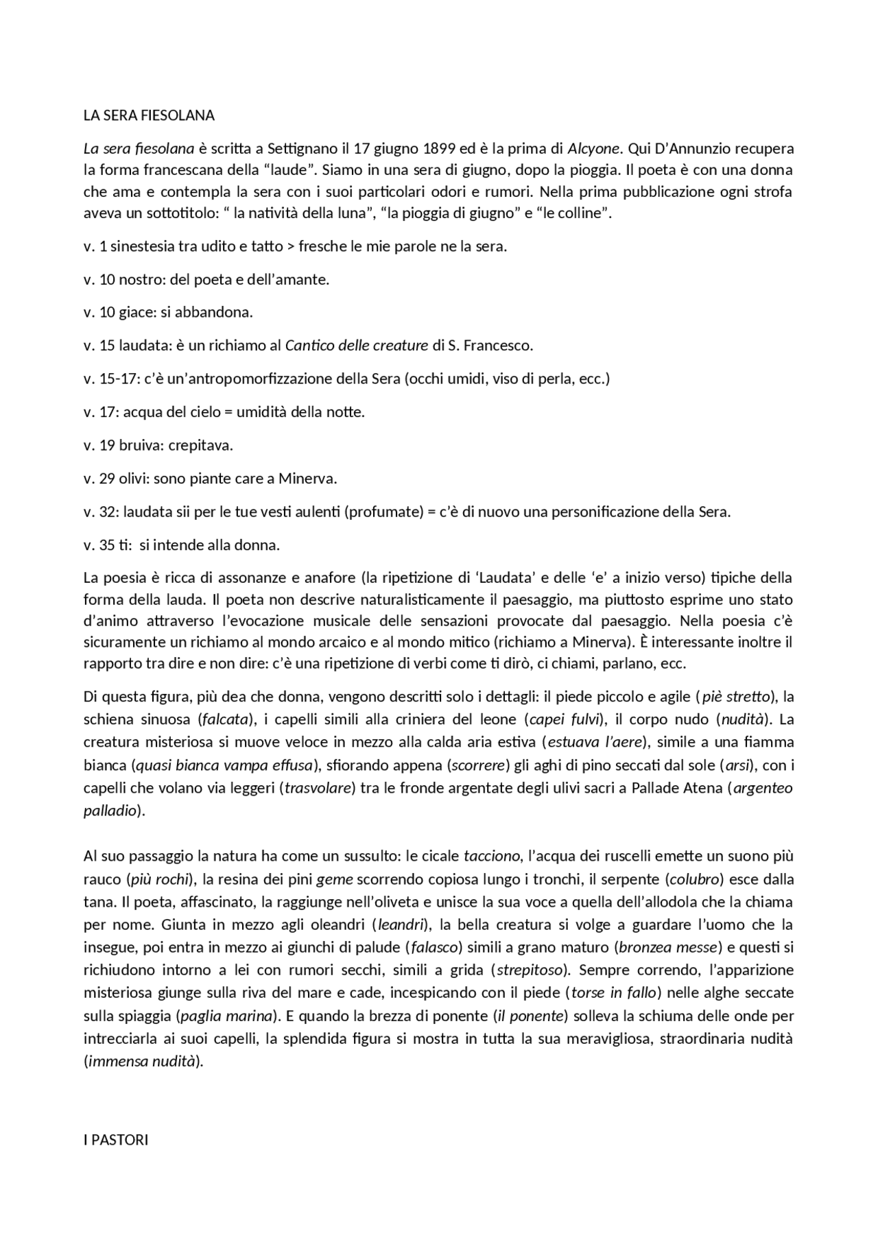 Analisi Di Alcune Poesie Di Dannunzio Appunti Di Letteratura Docsity