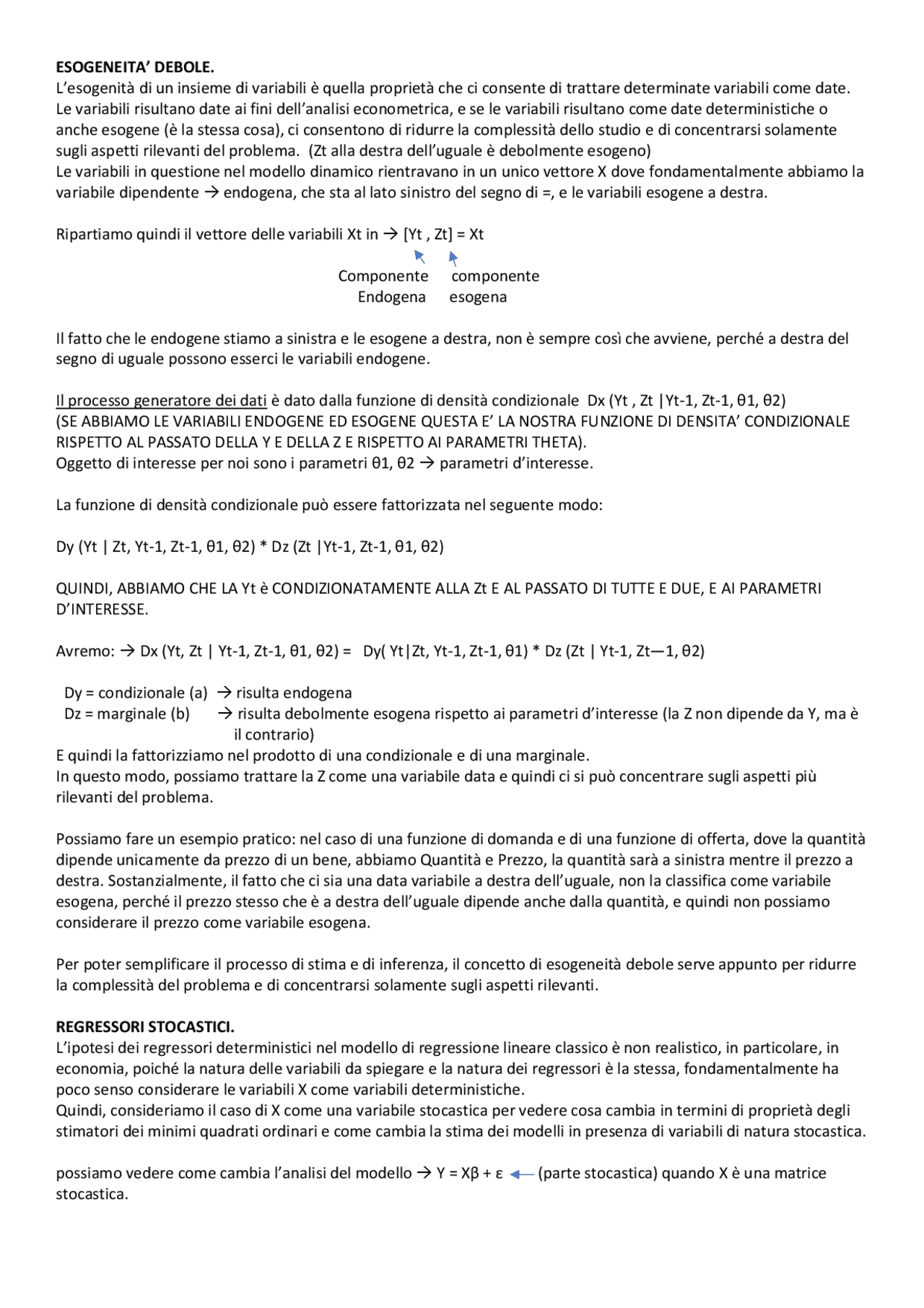 Parte Orale Con Prof Lo Cascio Esame Di Econometria Appunti Di