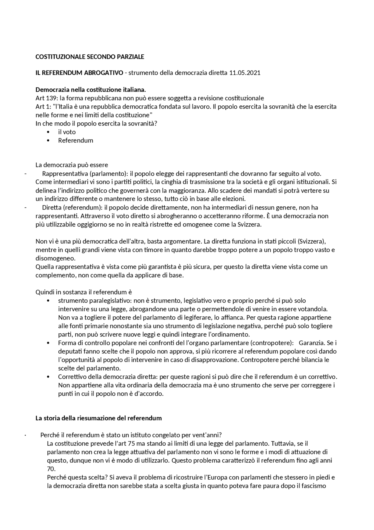 DISPENSA SECONDO PARZIALE DIRITTO COSTITUZIONALE prof Ninatti - Docsity