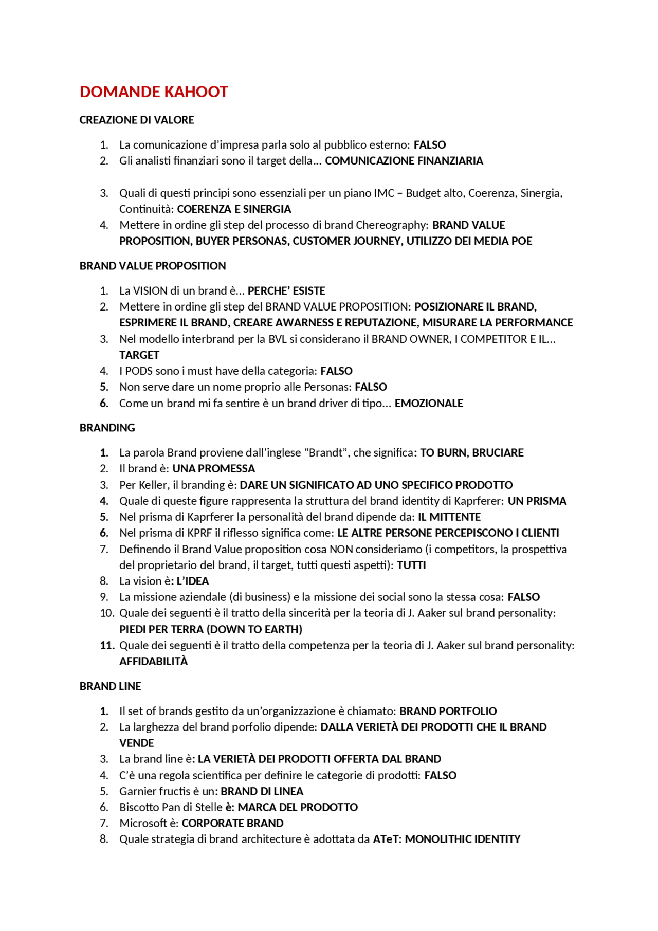 Domande Esame Strategie Pubblicitarie Romagnoli Docsity