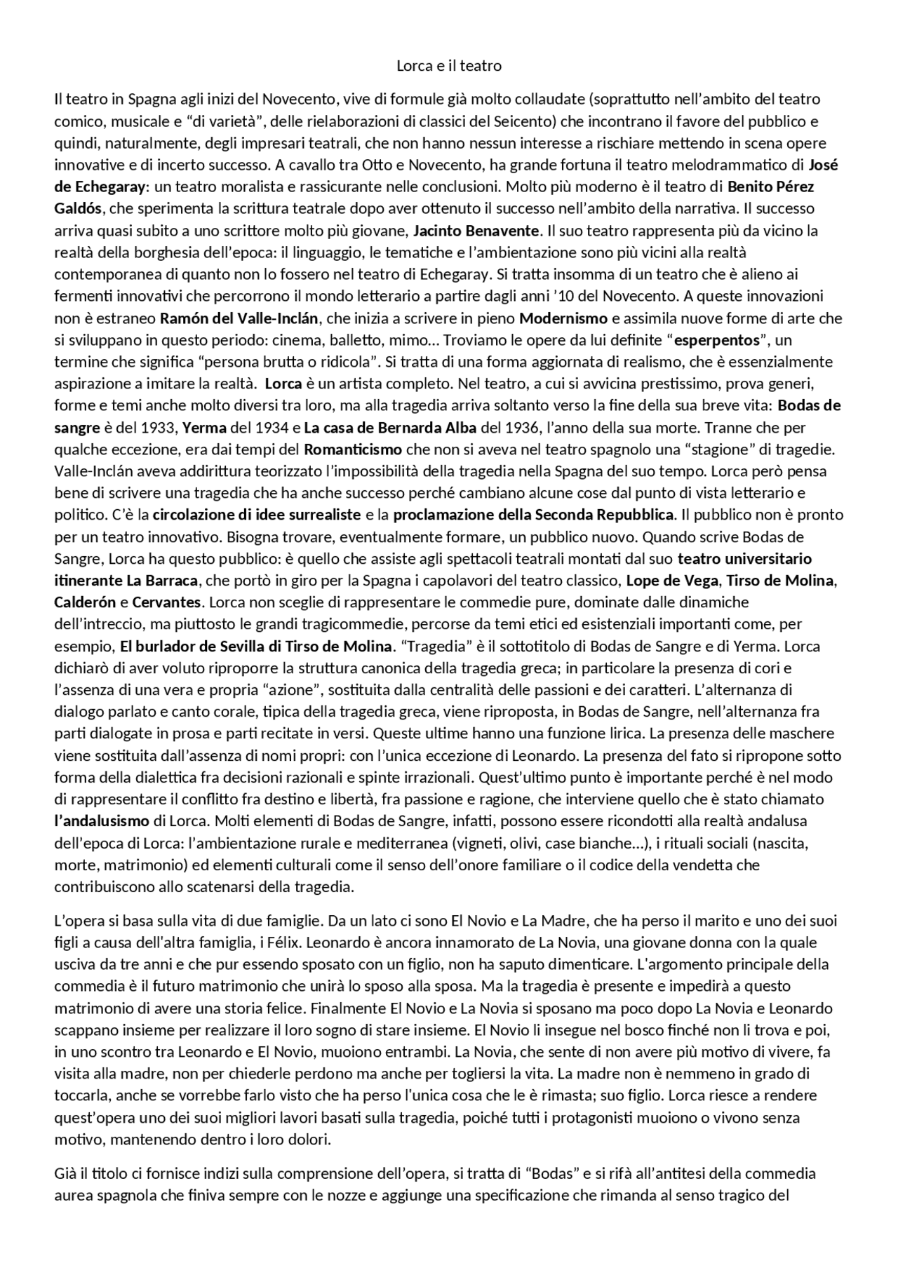 Riassunto Federico Garcia Lorca Docsity