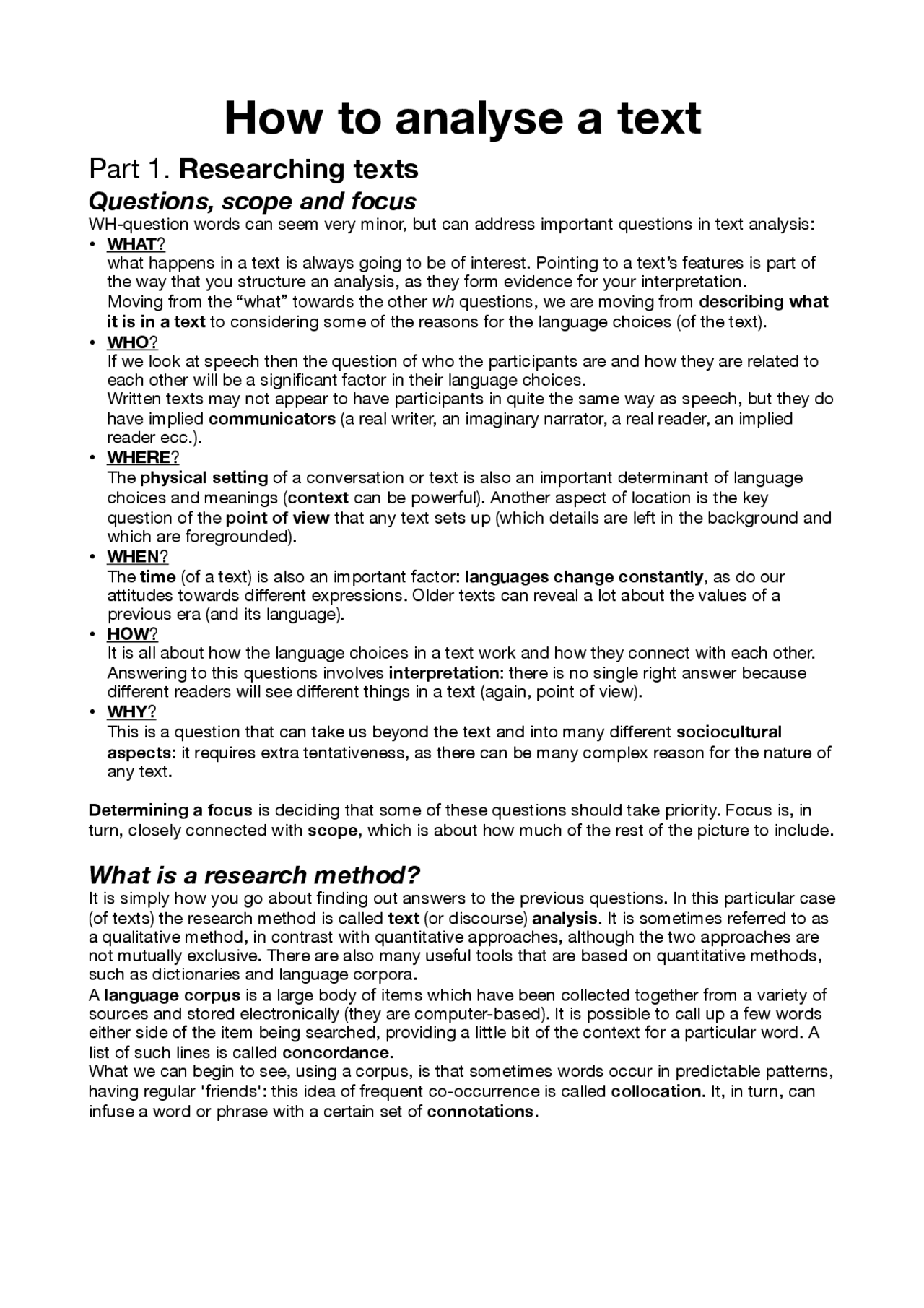 How To Analyse A Text Sintesi Docsity