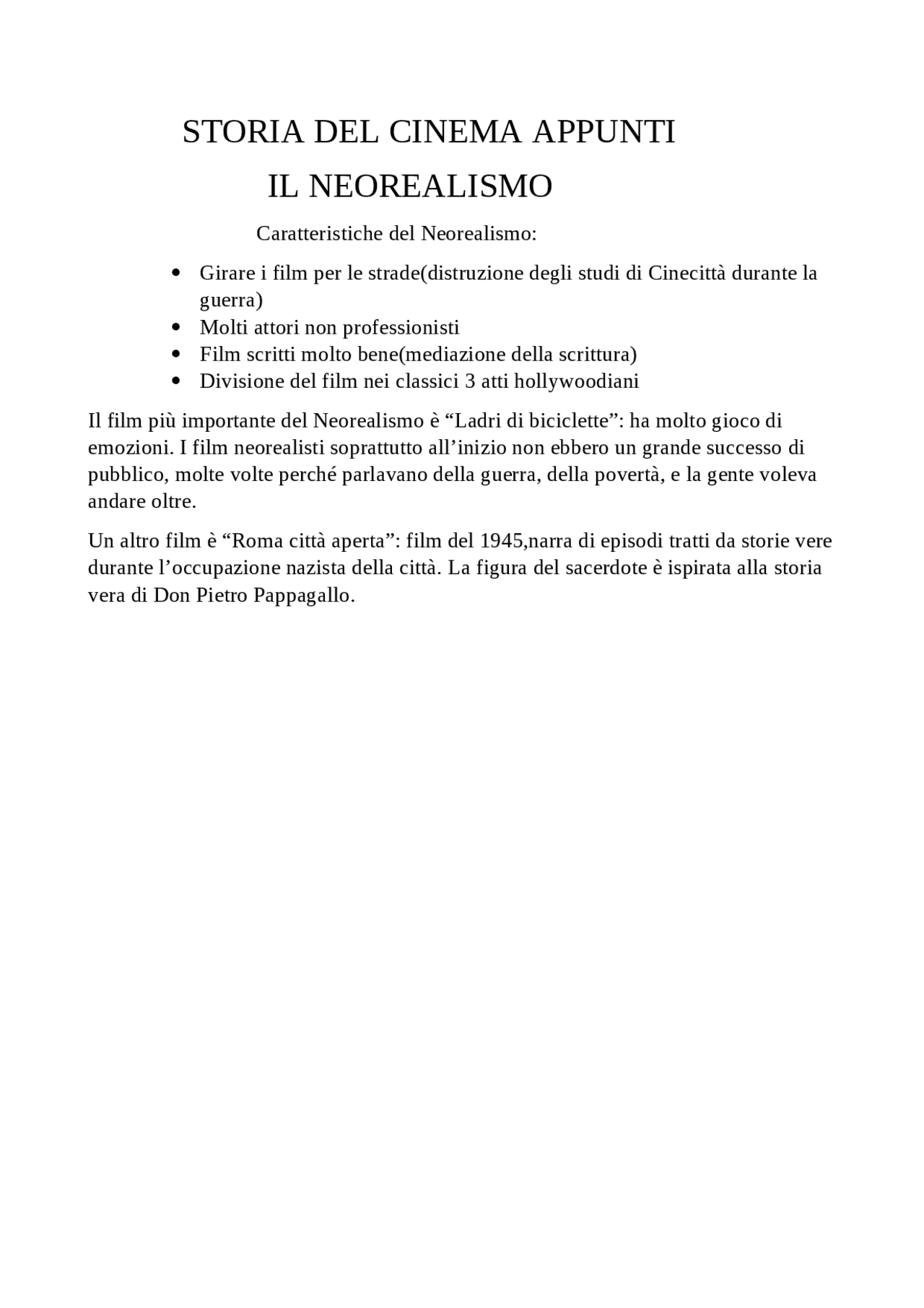 Appunti Storia Del Cinema Docsity