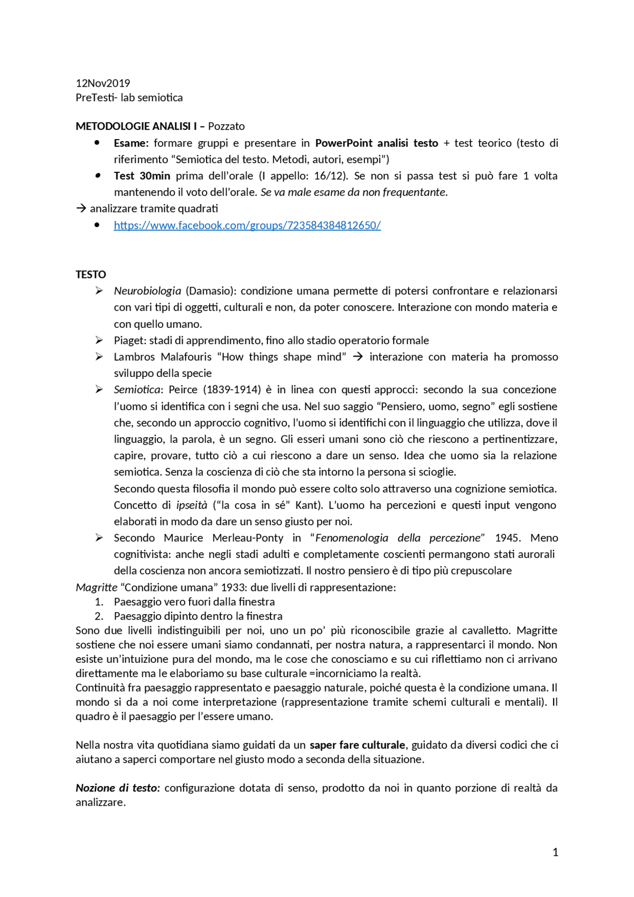 Metodologie Danalisi Semiotica 1 Lm Docsity