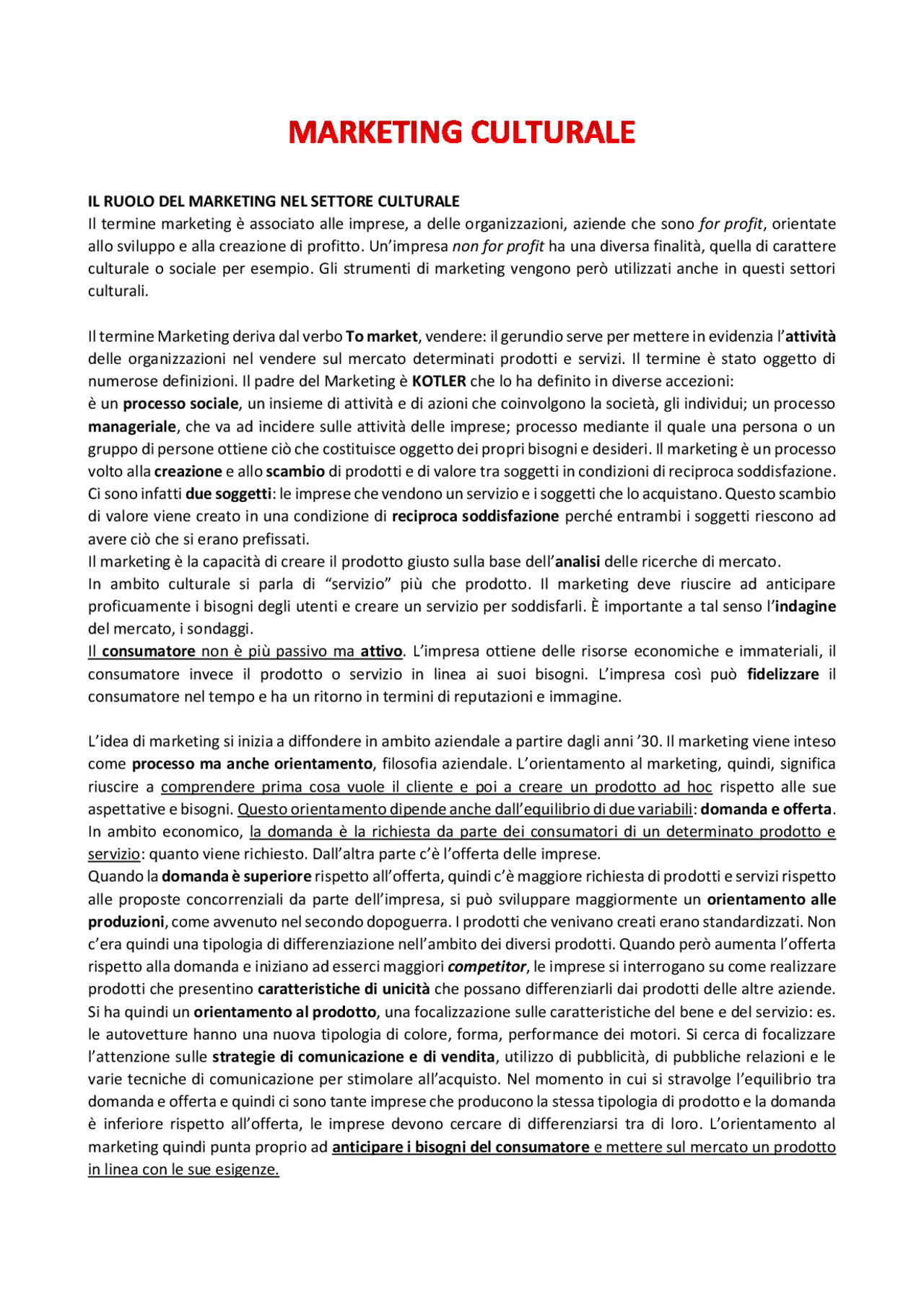 Appunti Di Marketing Culturale Docsity