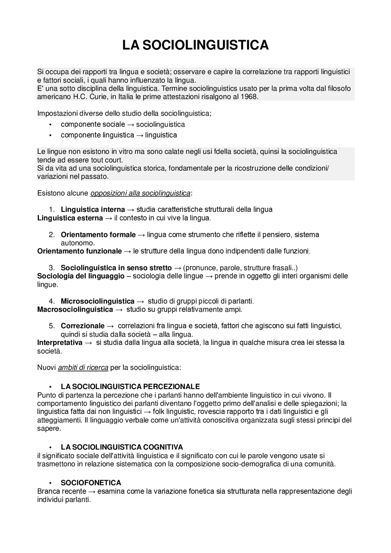 La Sociolinguistica E I Dialetti Docsity