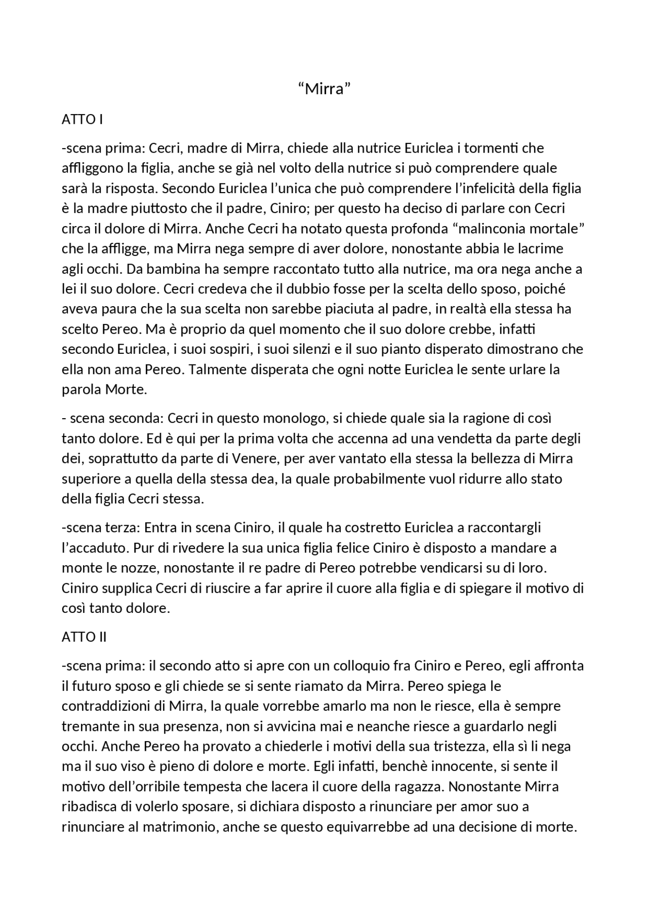 Riassunto Mirra Di Alfieri Docsity