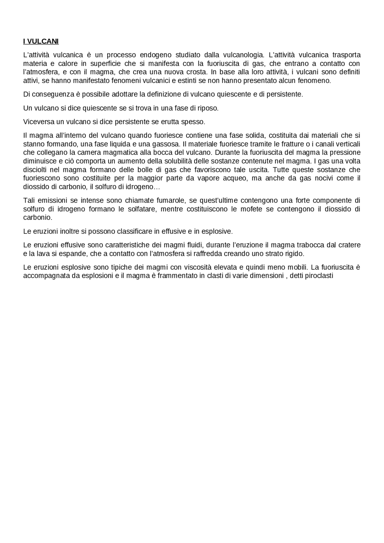 Riassunto Di Scienze Della Terra Sui Vulcani Docsity