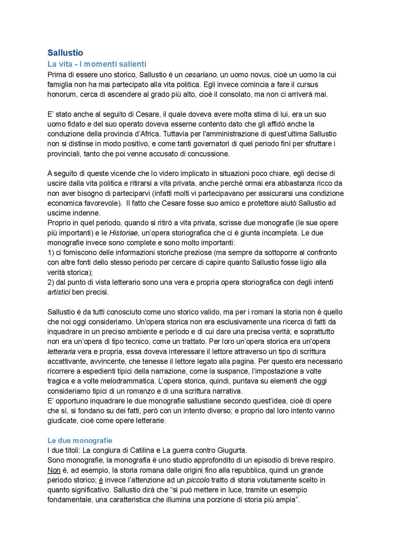 Sallustio E Catilina Docsity
