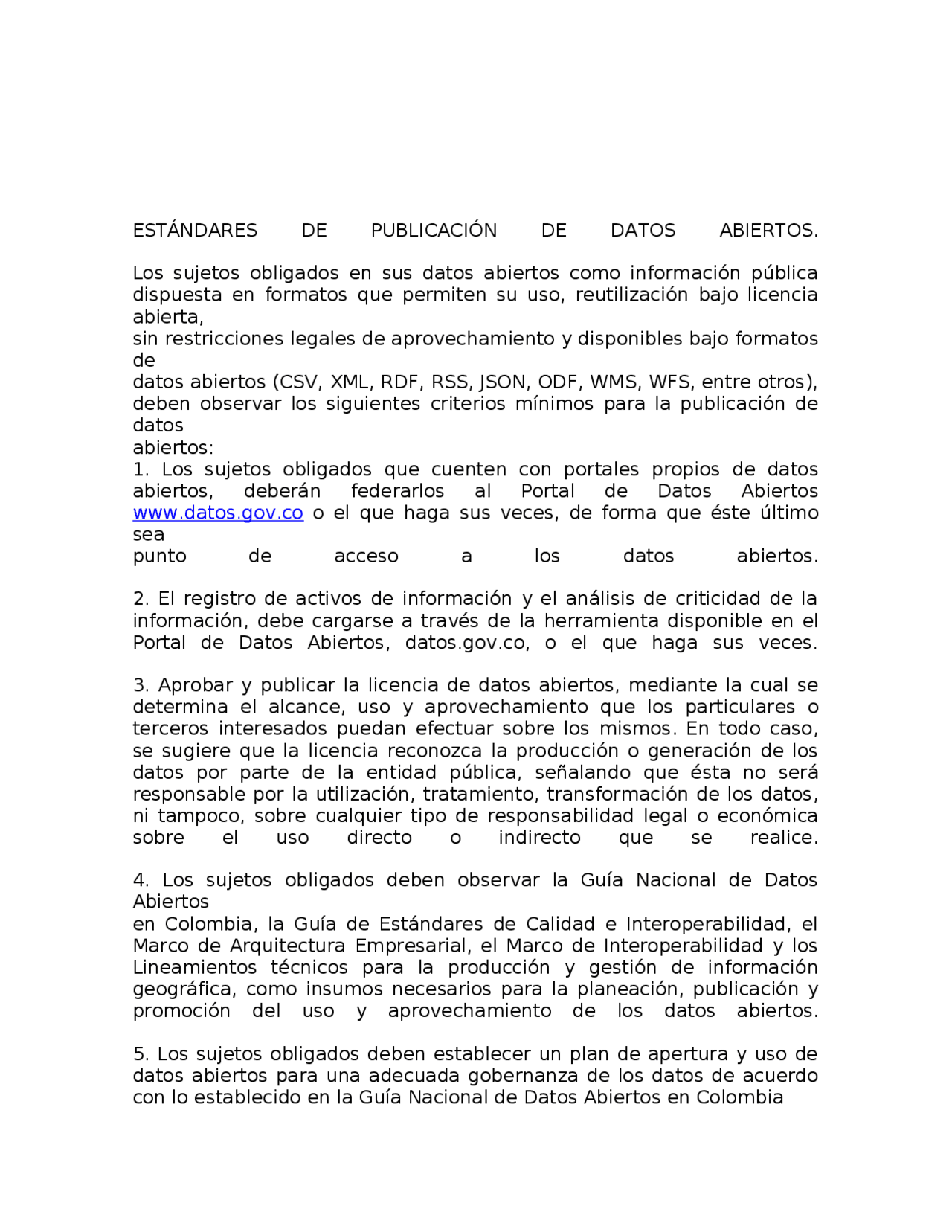 Datos abiertos en Colombia - Docsity